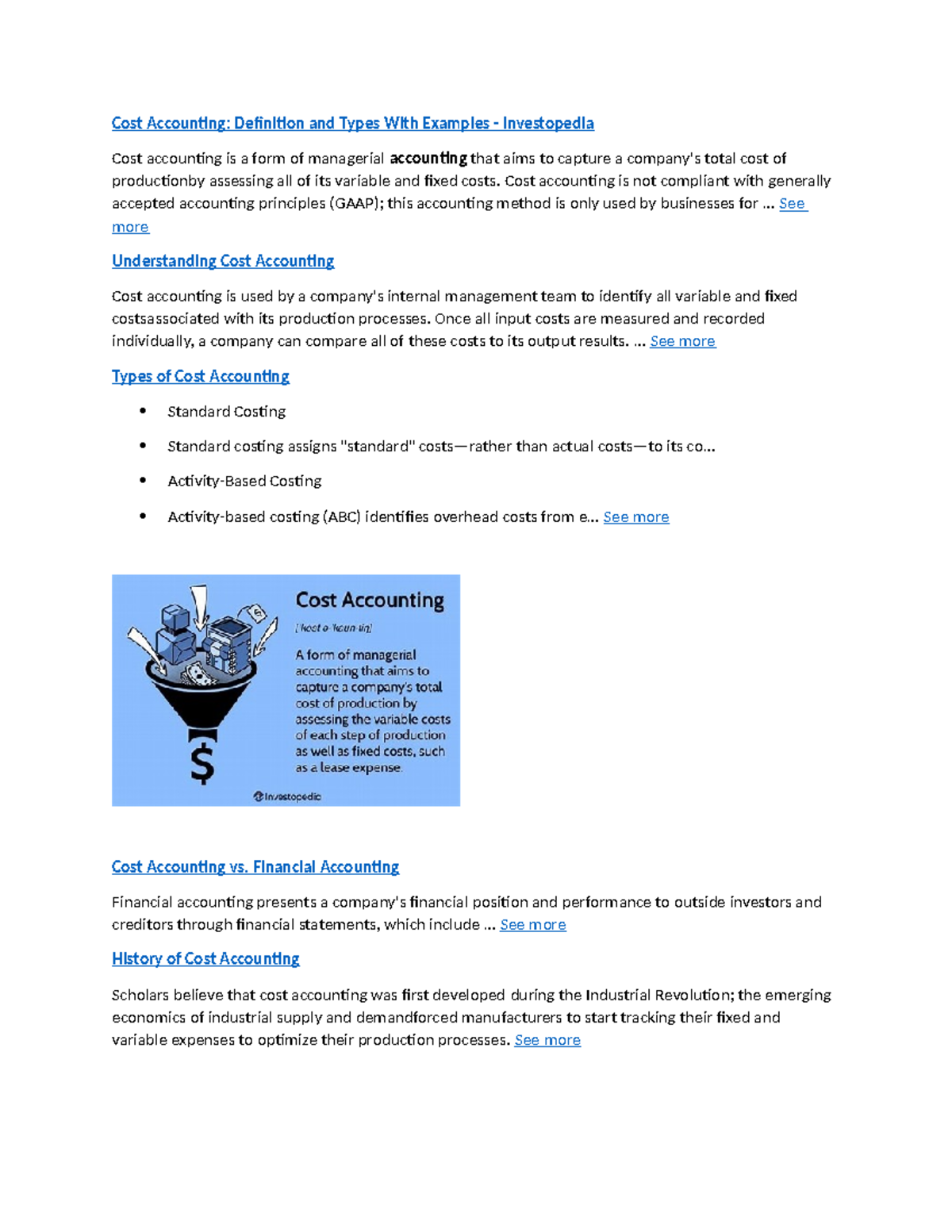 1 - Cost Accounting - Cost Accounting: Definition and Types With ...