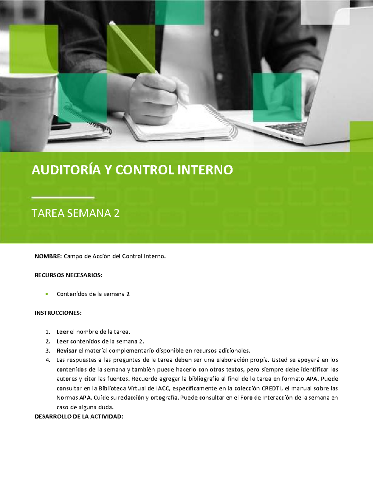 S2 Tarea SET C Audci 1102 - NOMBRE: Campo de Acción del Control Interno ...