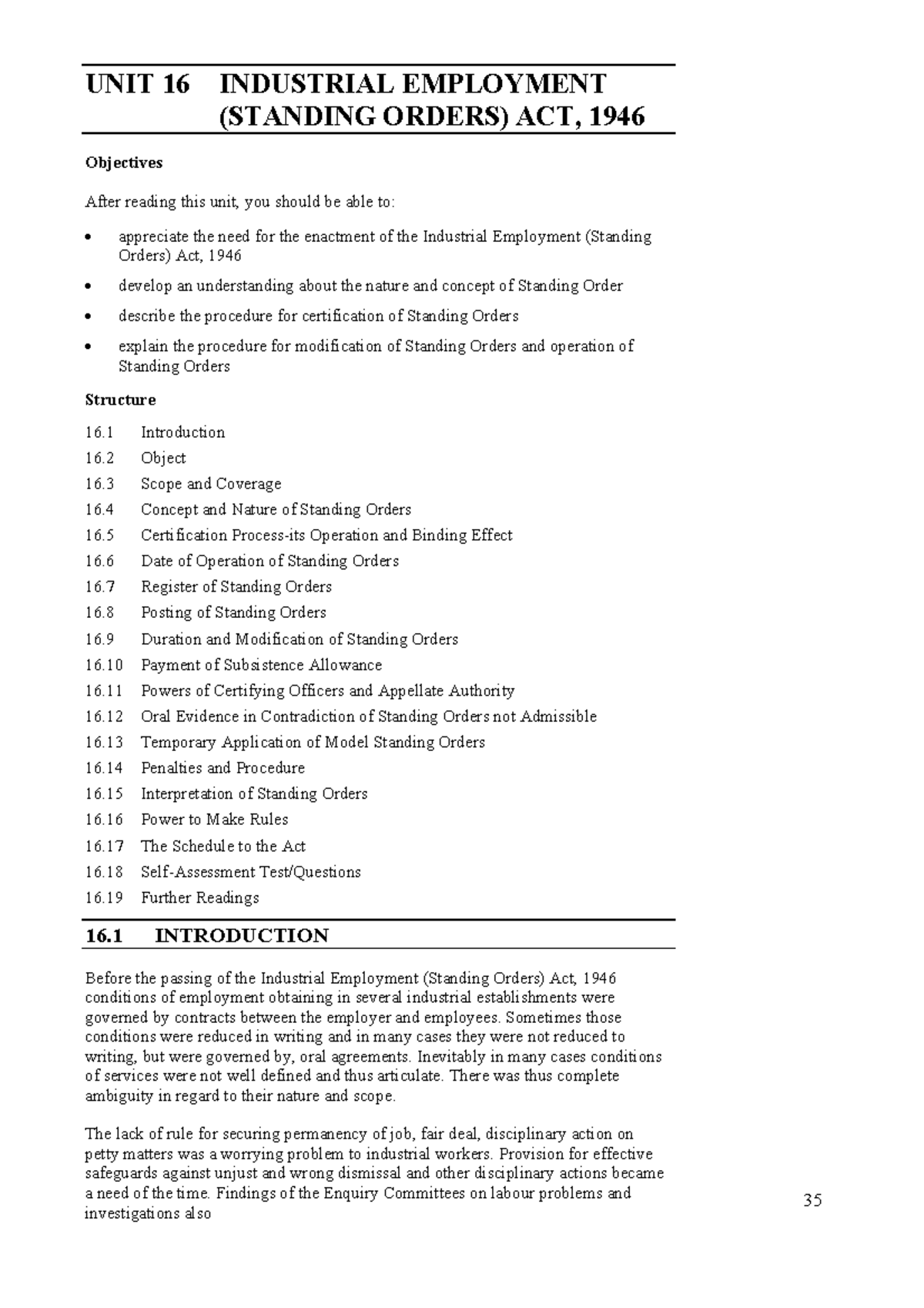 Standing order LL Unit 2 - Industrial Employment (Standing Orders) Act ...