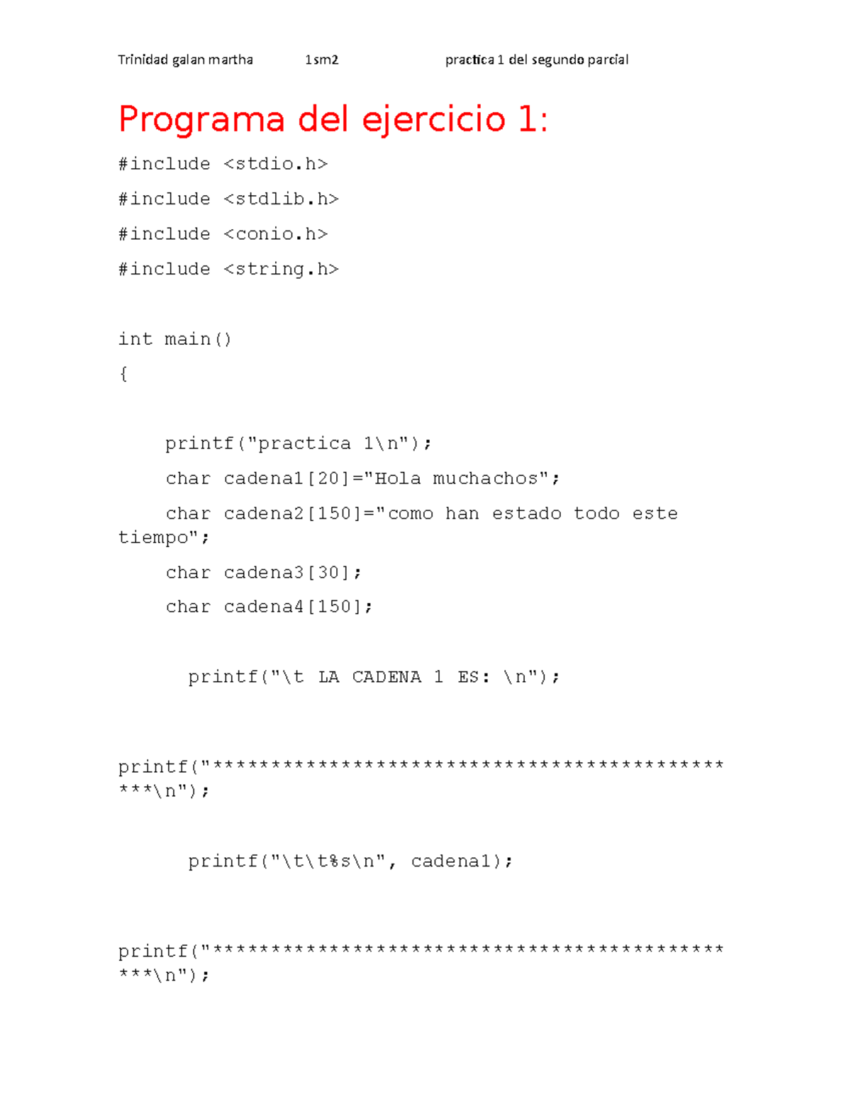 Practica 1 2do parcial - Programa del ejercicio 1: #include #include # ...
