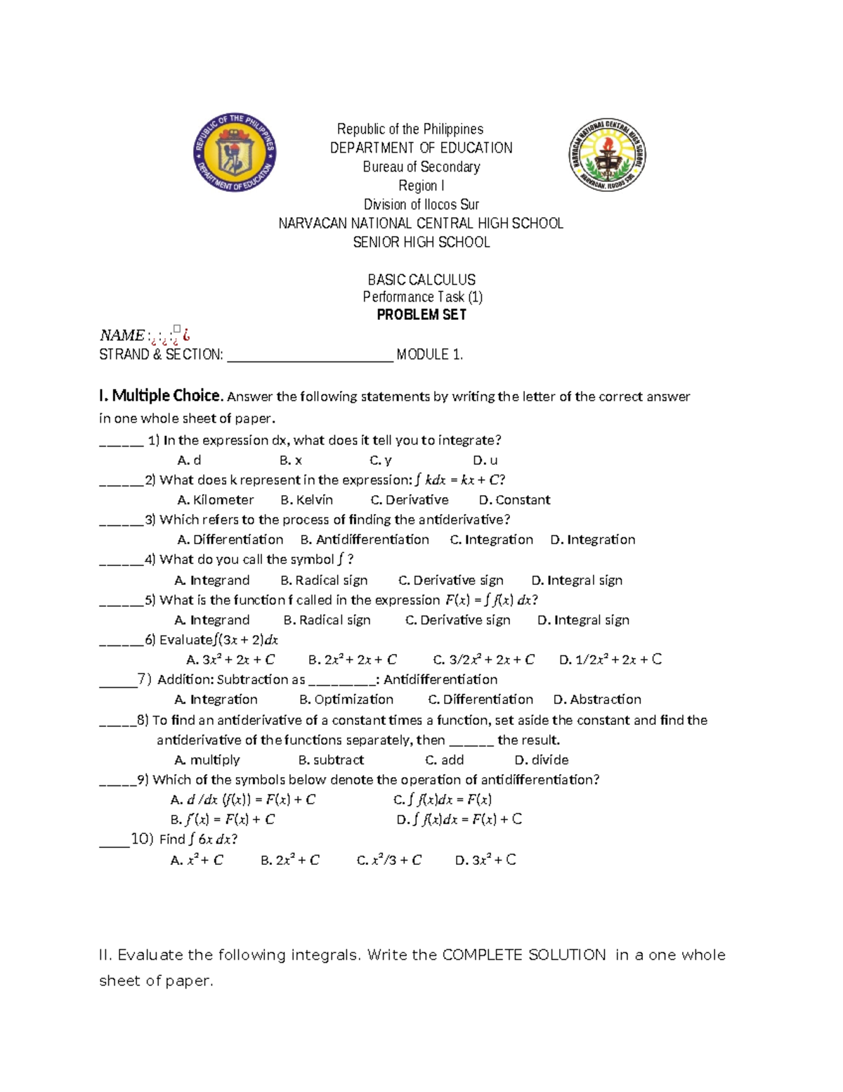 Q4 Performance-Task-1 - Republic of the Philippines DEPARTMENT OF ...