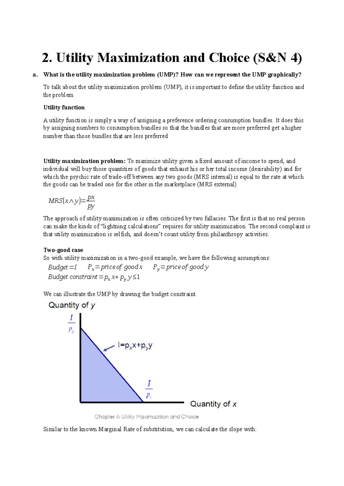 2 Utility And Maximization 2 Utility Maximization And Choice Sandn 4