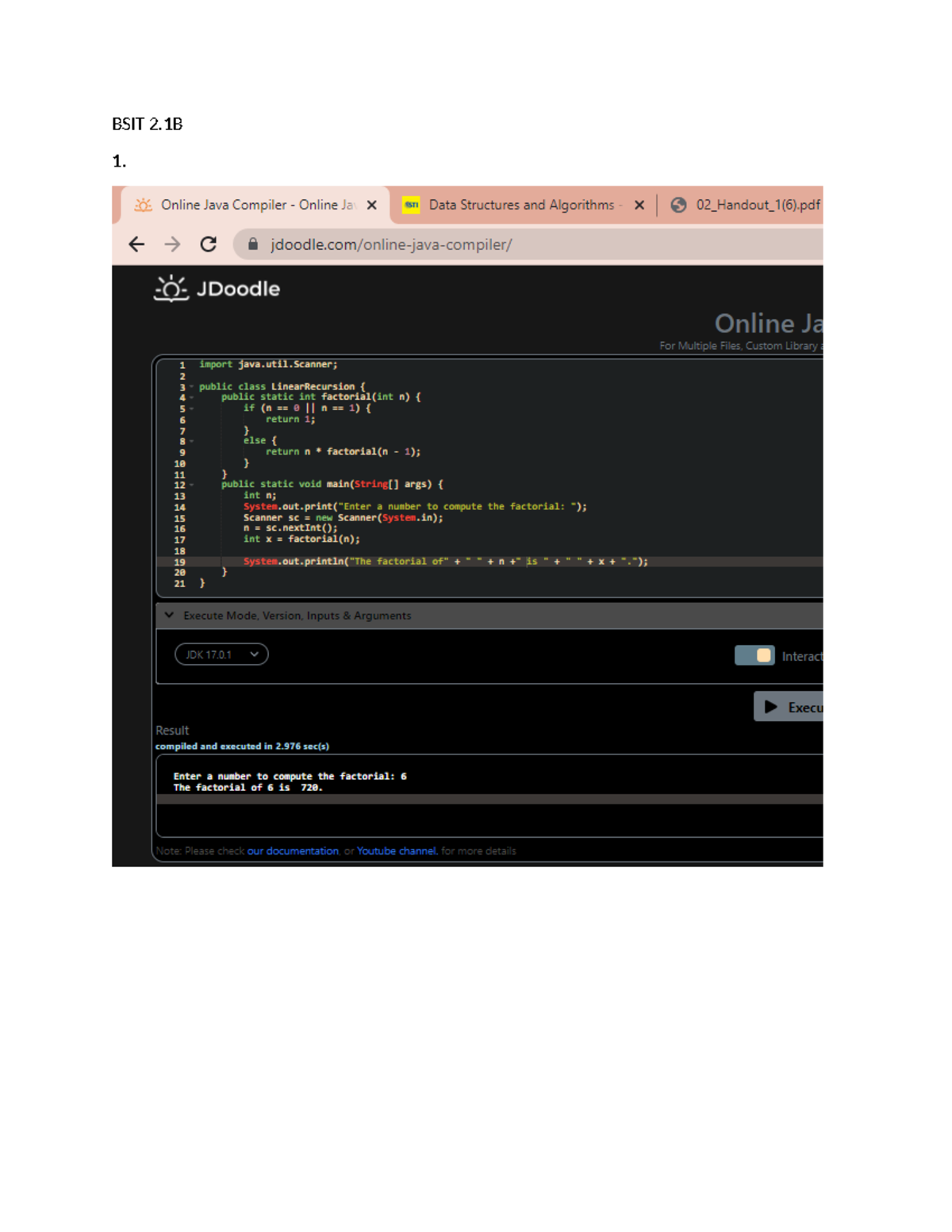 03 Task Performance 1 - ARG - Bachelor of Science in Information Technology - BSIT 2 1. 2. - Studocu