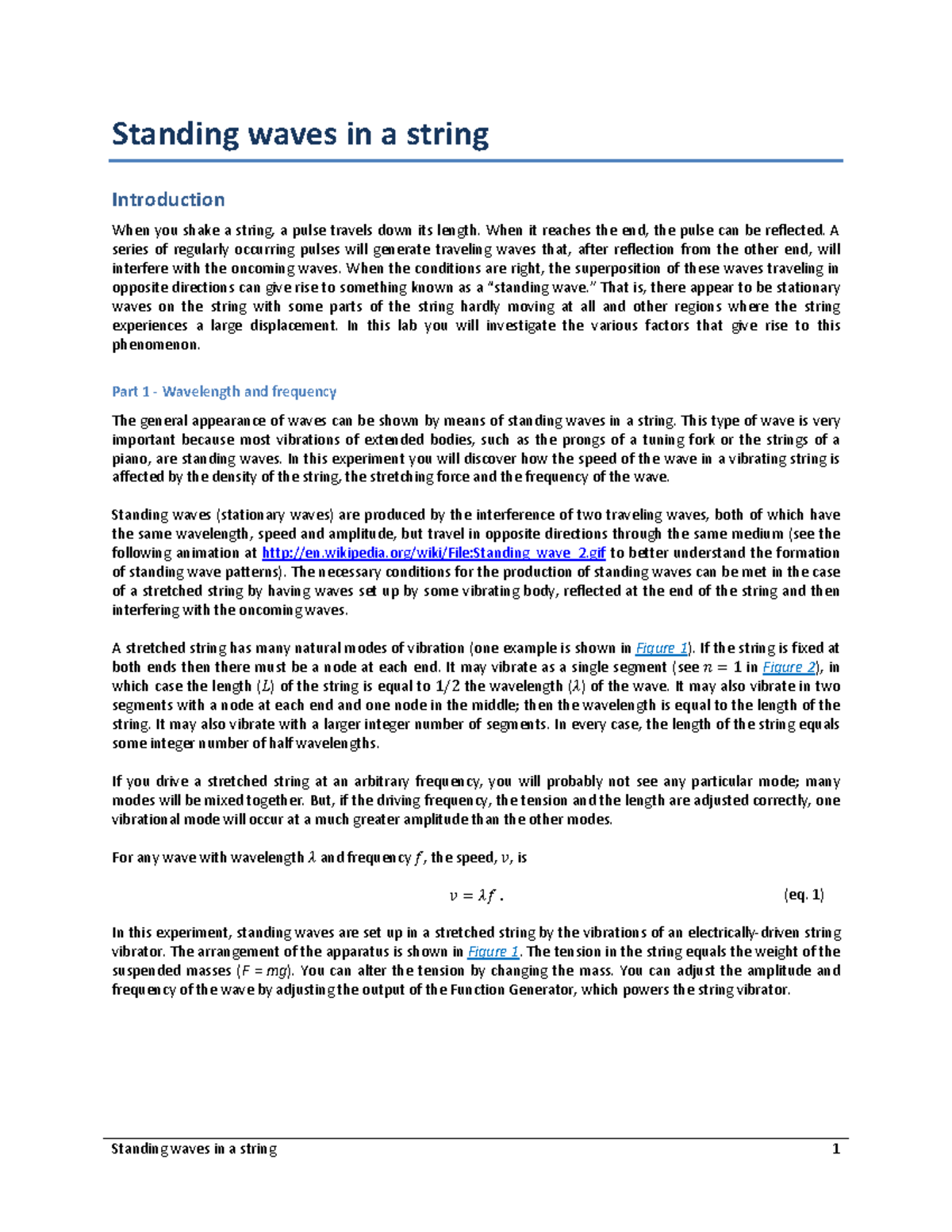 Standing waves in a string - Manual - Standing waves in a string ...