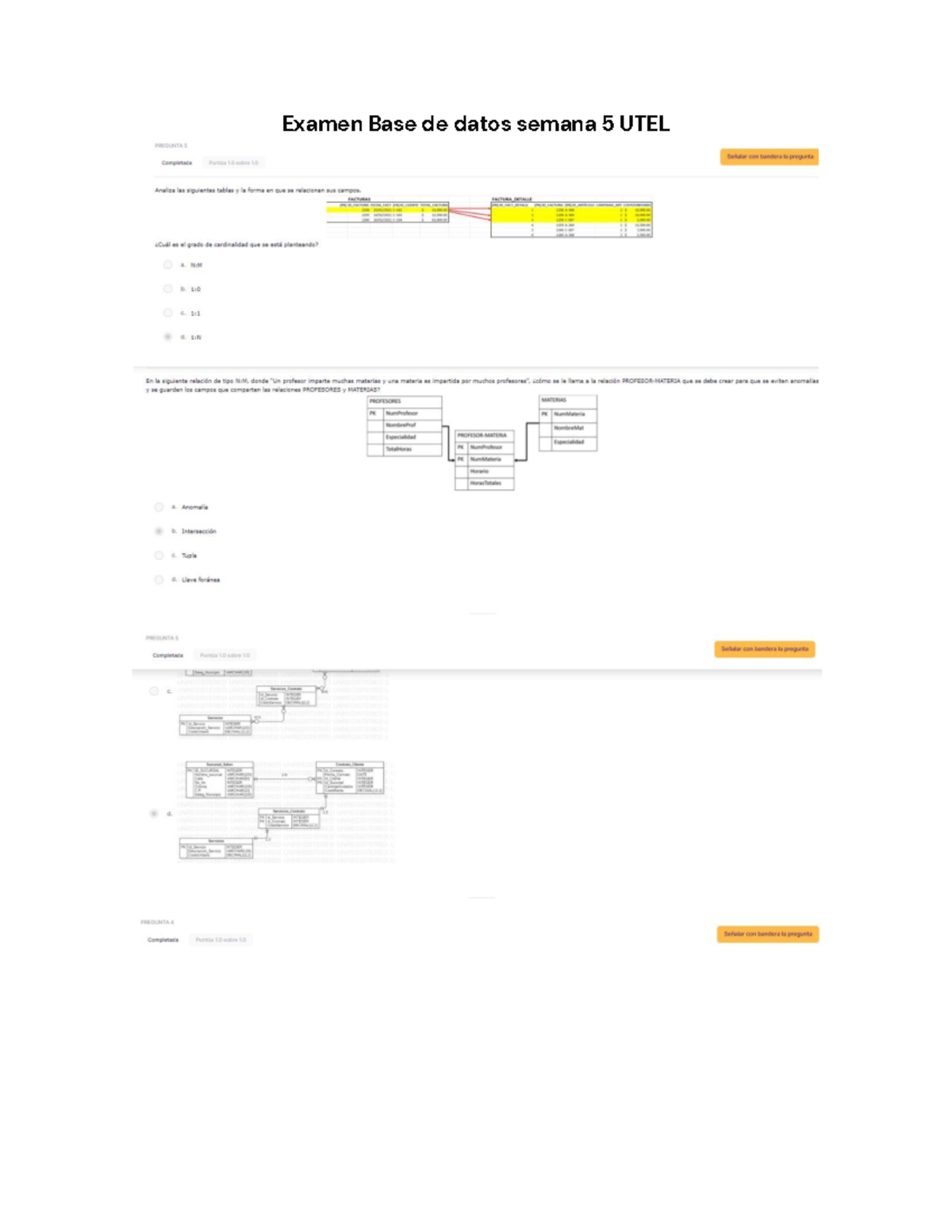 Examen Base de datos semana 5 UTEL - Studocu