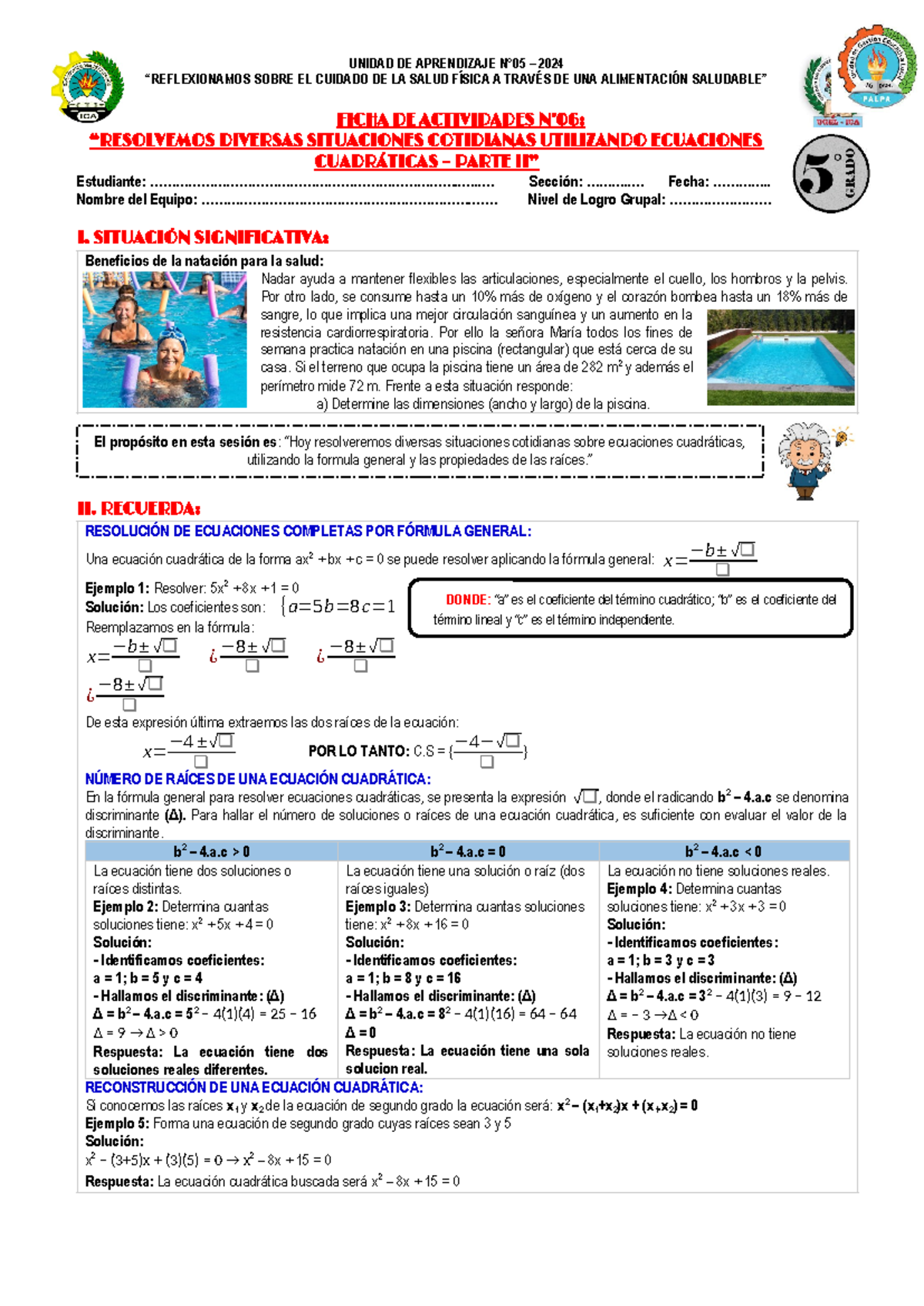 Solucion 6-5TO-UA5-2024 - “REFLEXIONAMOS SOBRE EL CUIDADO DE LA SALUD FÍSICA A TRAVÉS DE UNA ...