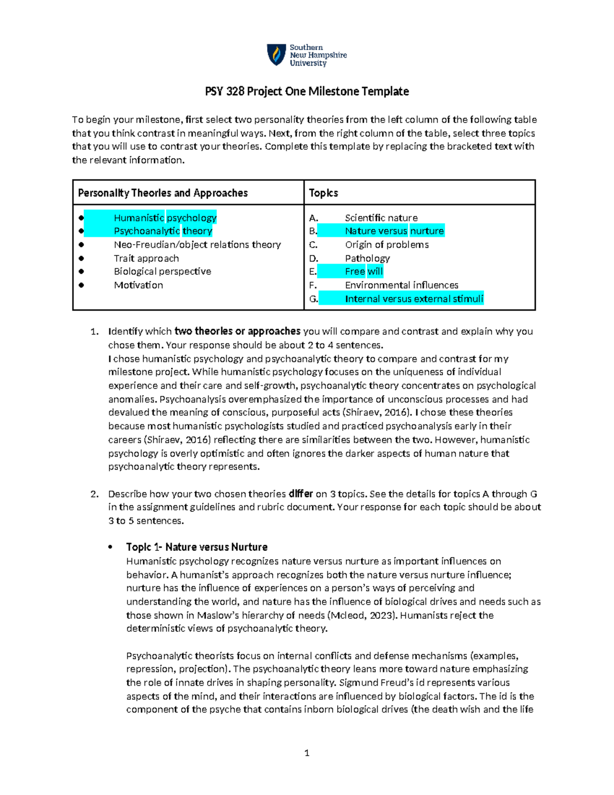 PSY 328 Project One Milestone - Next, from the right column of the ...