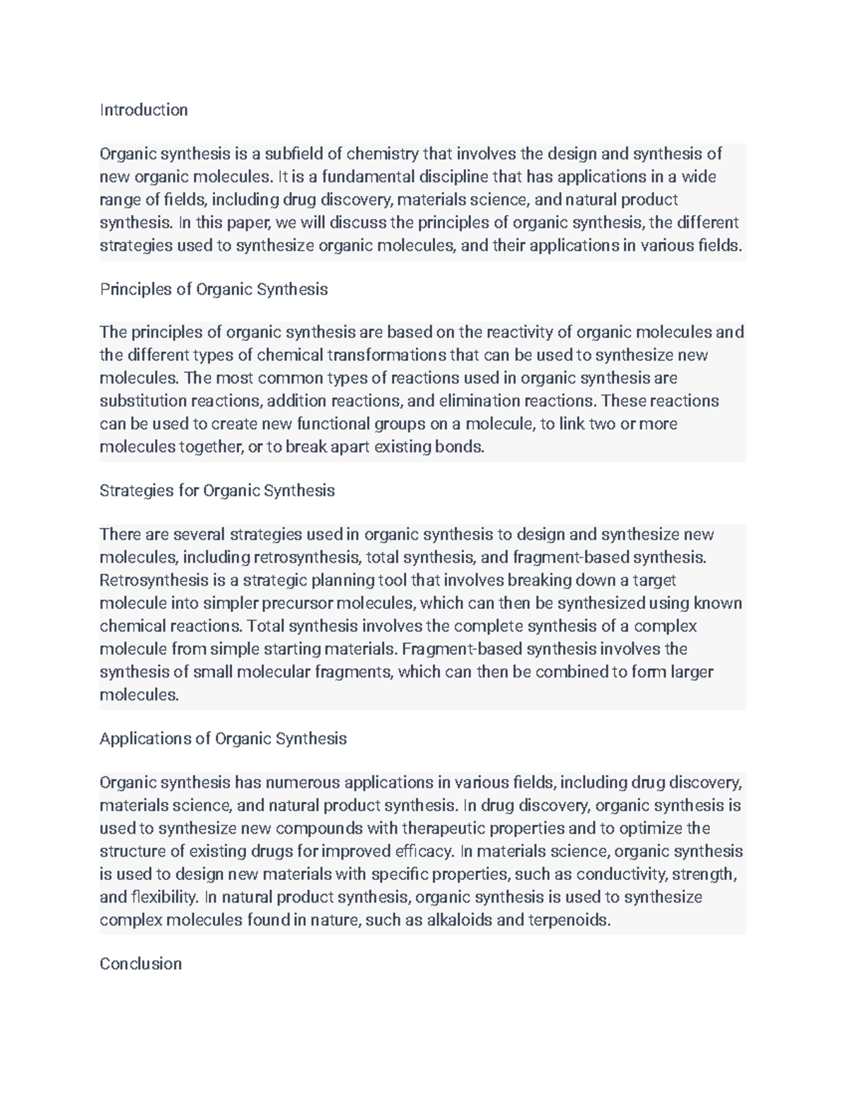 Organic Synthesis 2 - Introduction Organic synthesis is a subfield of ...