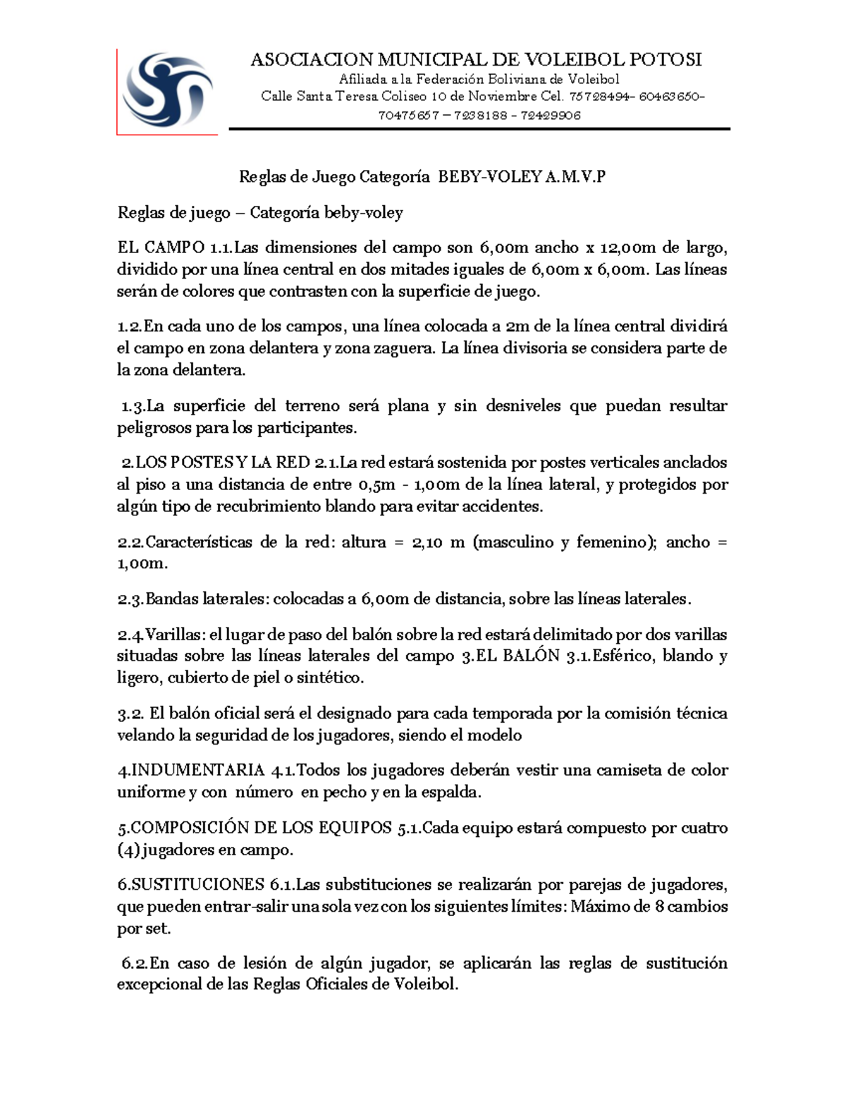 Reglas del baby voley - Afiliada a la Federación Boliviana de Voleibol ...
