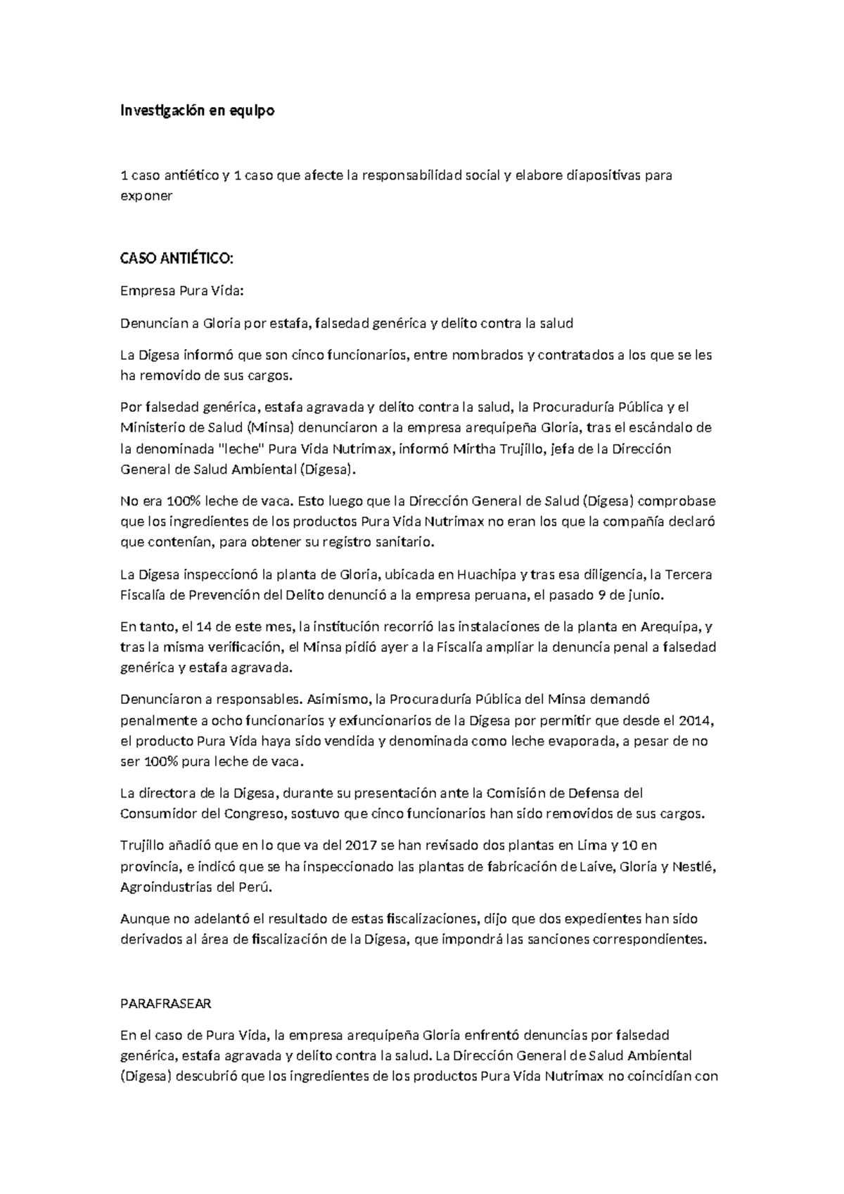 Clase Marketing 2 - Informe - Investigación en equipo 1 caso antiético ...
