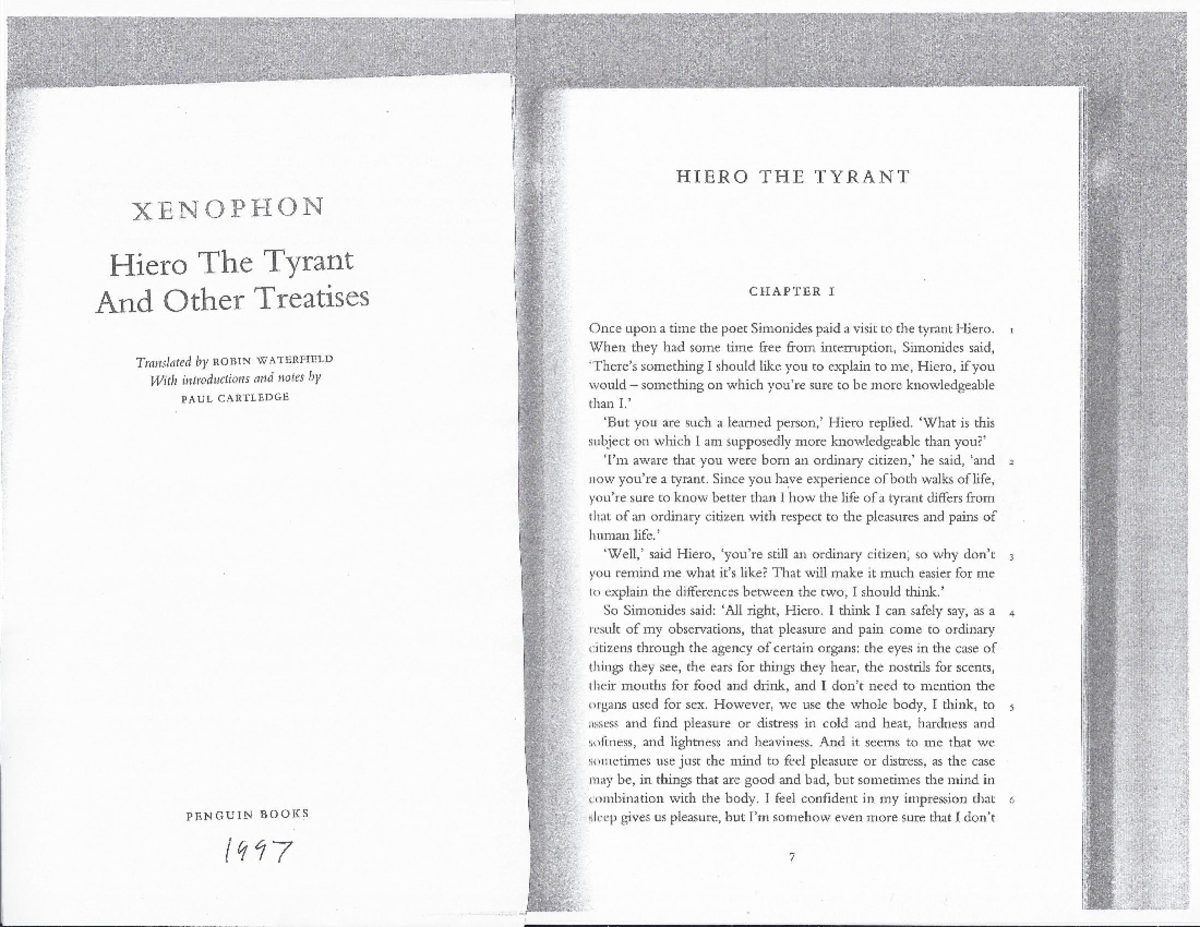 Xenophon-Hiero the Tyrant - HIERO THE TYRANT XENOPHON Hiero The Tyrant ...
