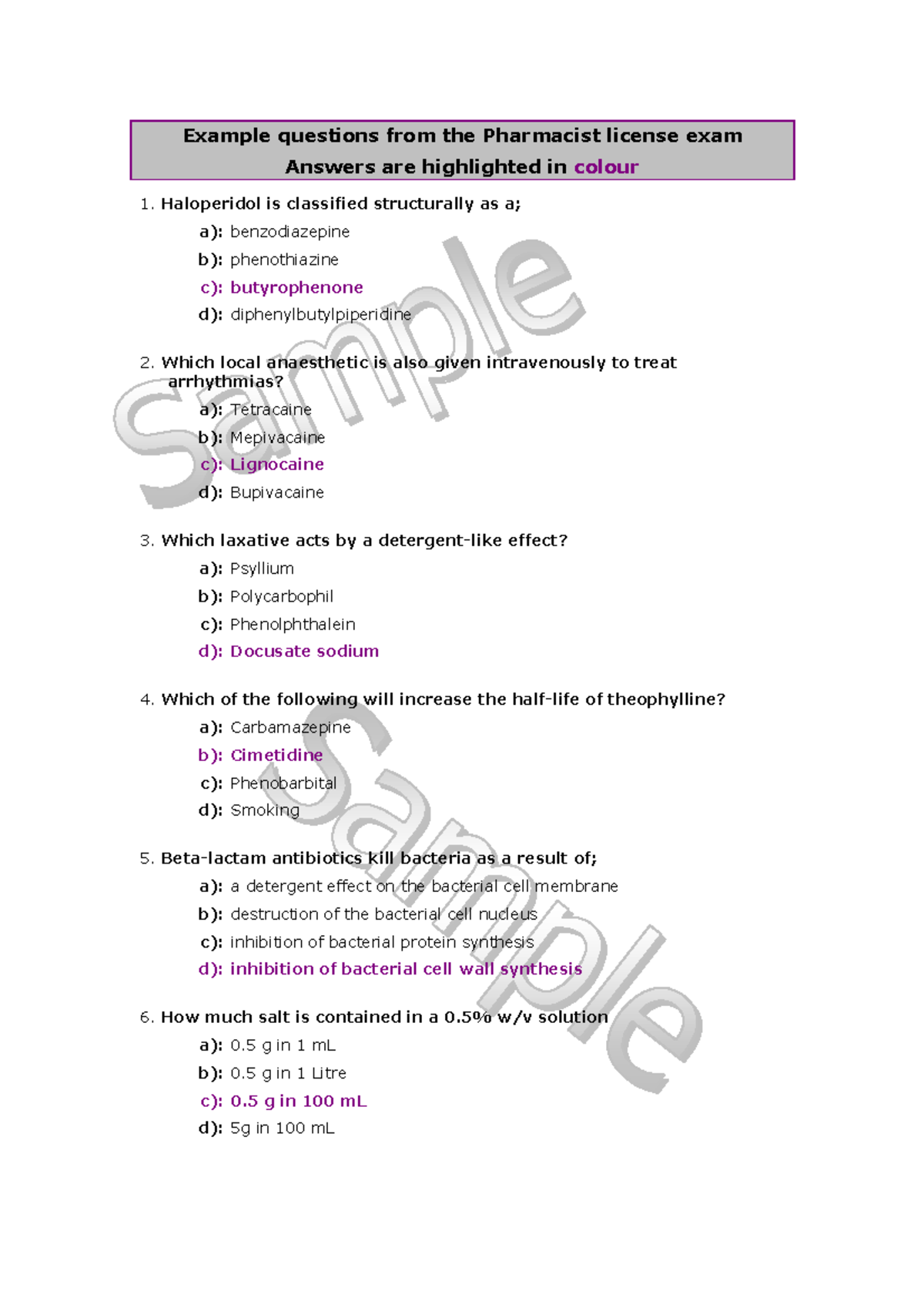 Exam 18 May 2010, questions and answers - Example questions from the ...