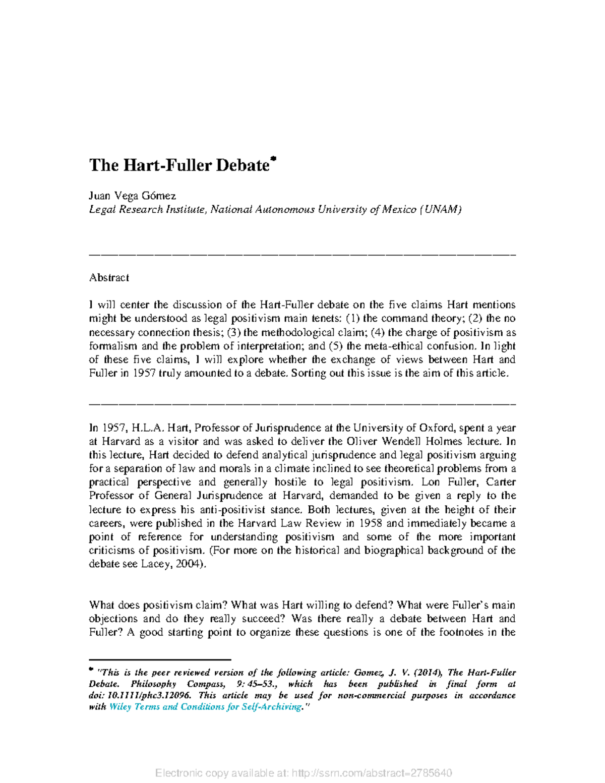 Hart-fuller dabate - LAW AND MORALITY - Electronic copy available at ...