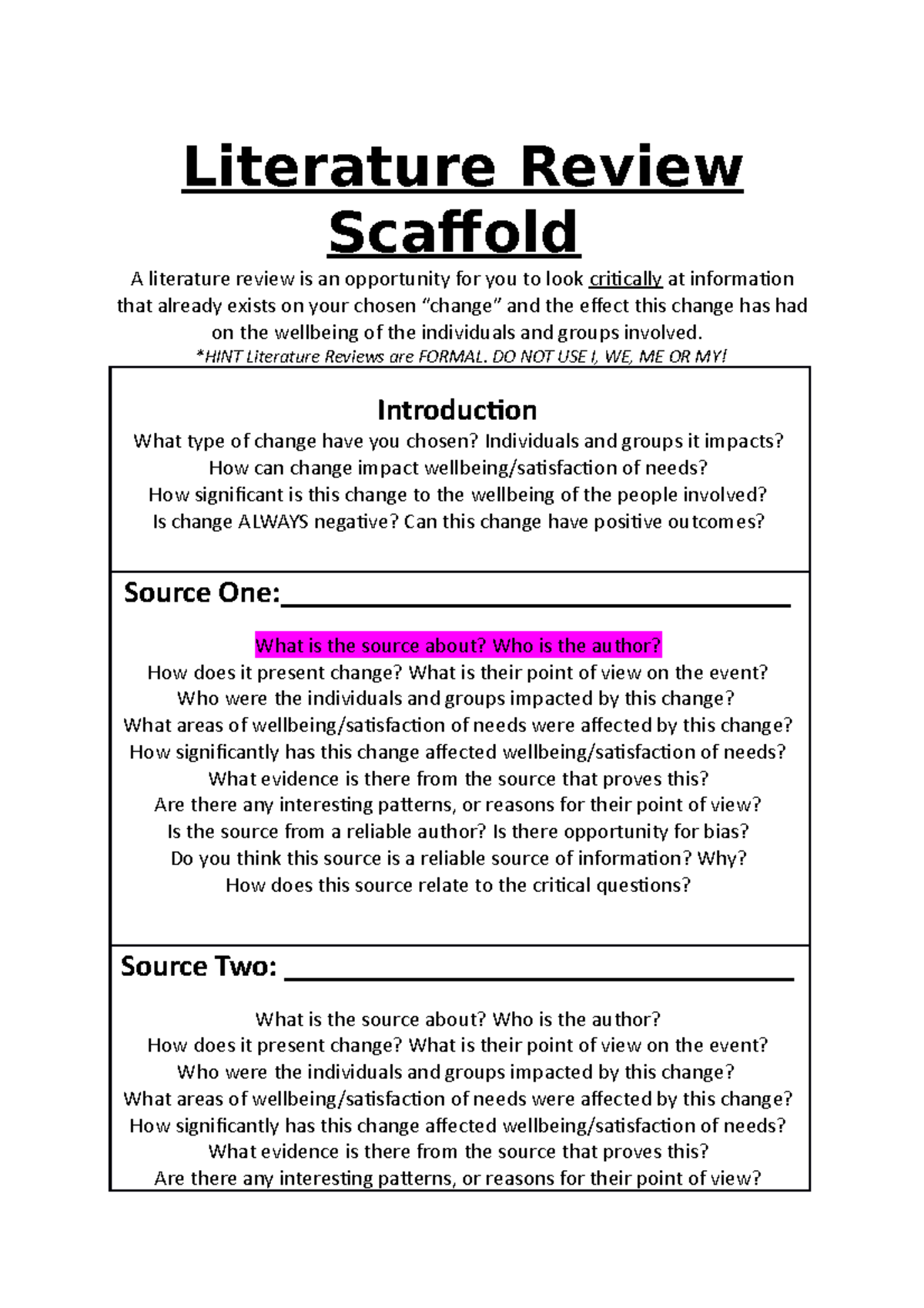 Literature Review Scaffold - Literature Review Scaffold A literature ...