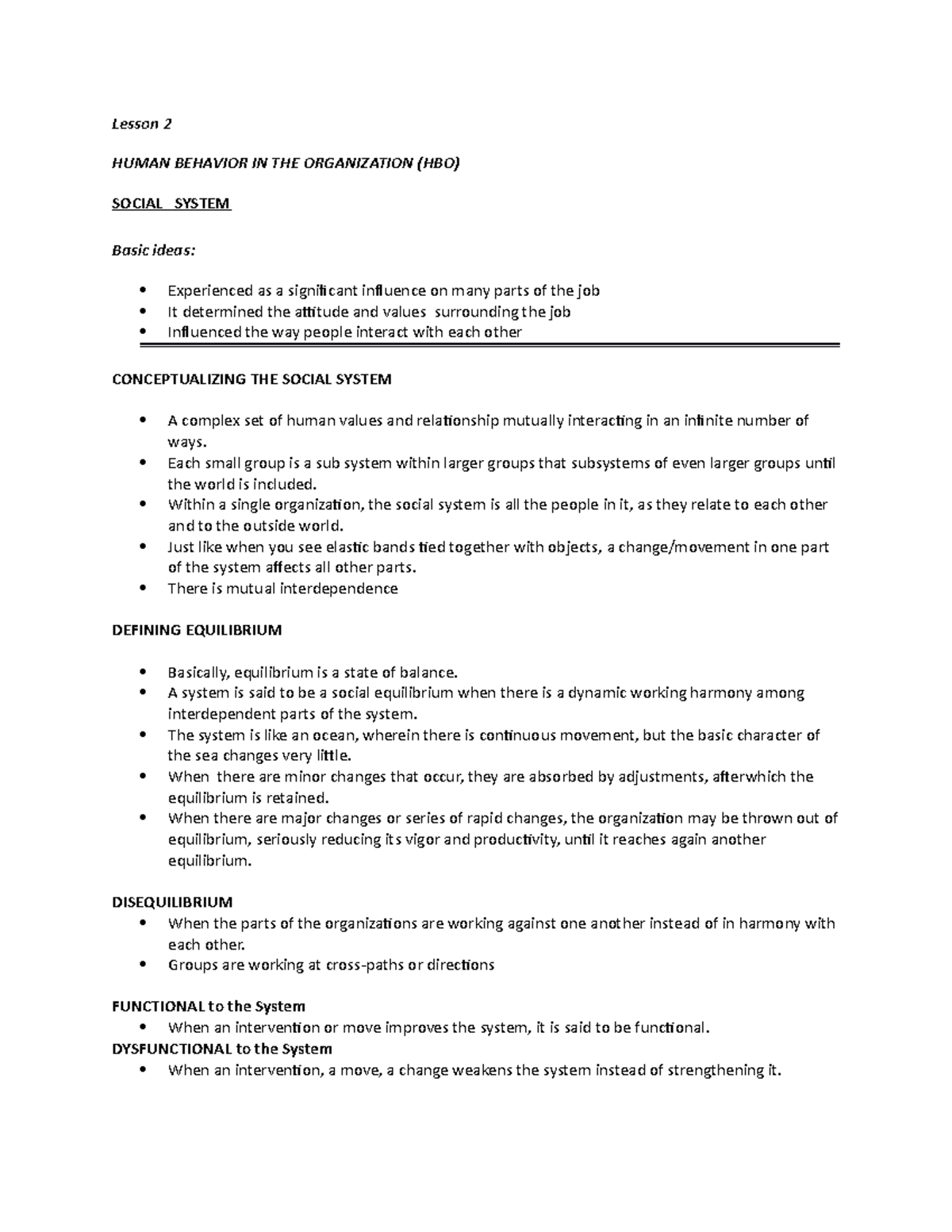 Lesson-2-HBO - HBO - Lesson 2 HUMAN BEHAVIOR IN THE ORGANIZATION (HBO ...