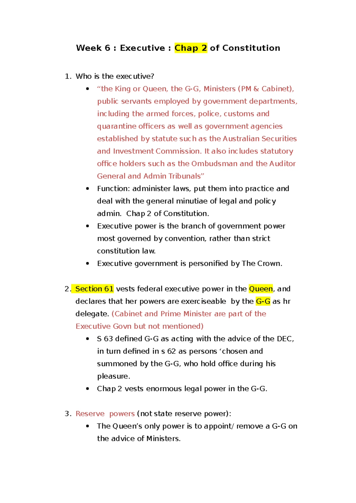 Executive:Chapter 2 of Constitution - Week 6 : Executive : Chap 2 of ...