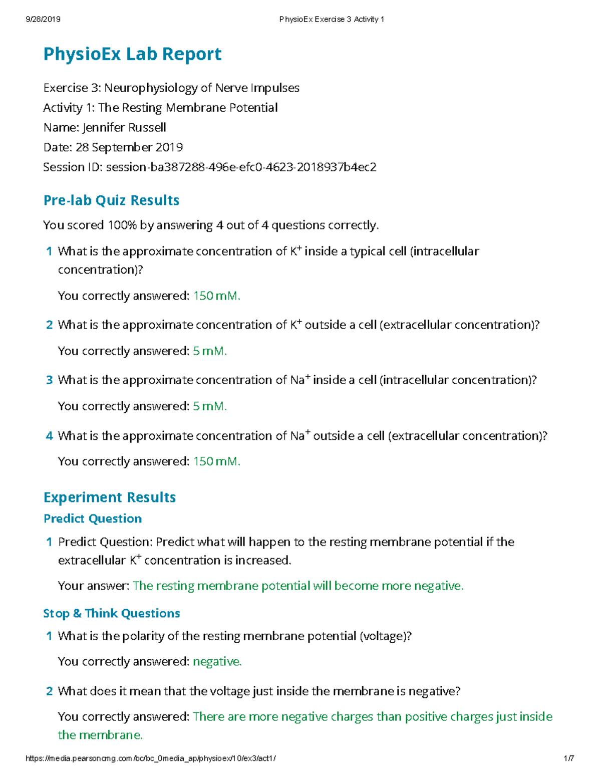 Physio Ex Exercise 3 Activity 1 - PhysioEx Lab Report Exercise 3 ...