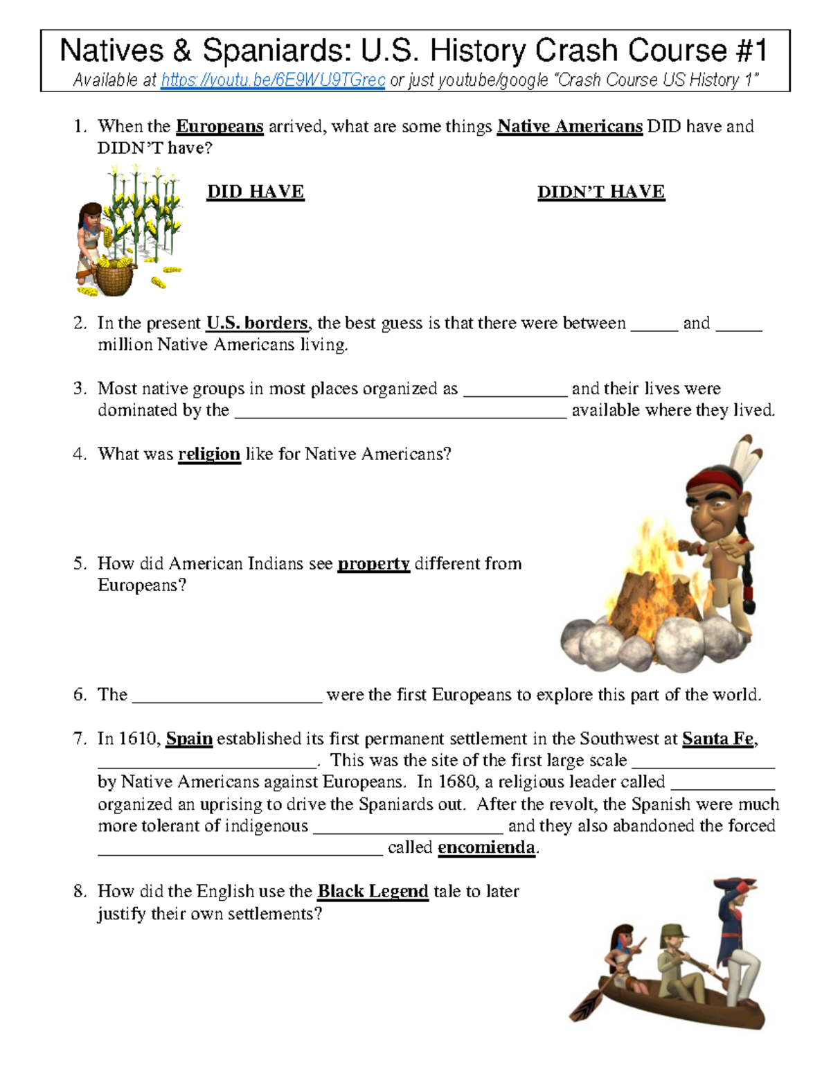 Mathematics 2024 - Natives & Spaniards: U. History Crash Course # 1 ...