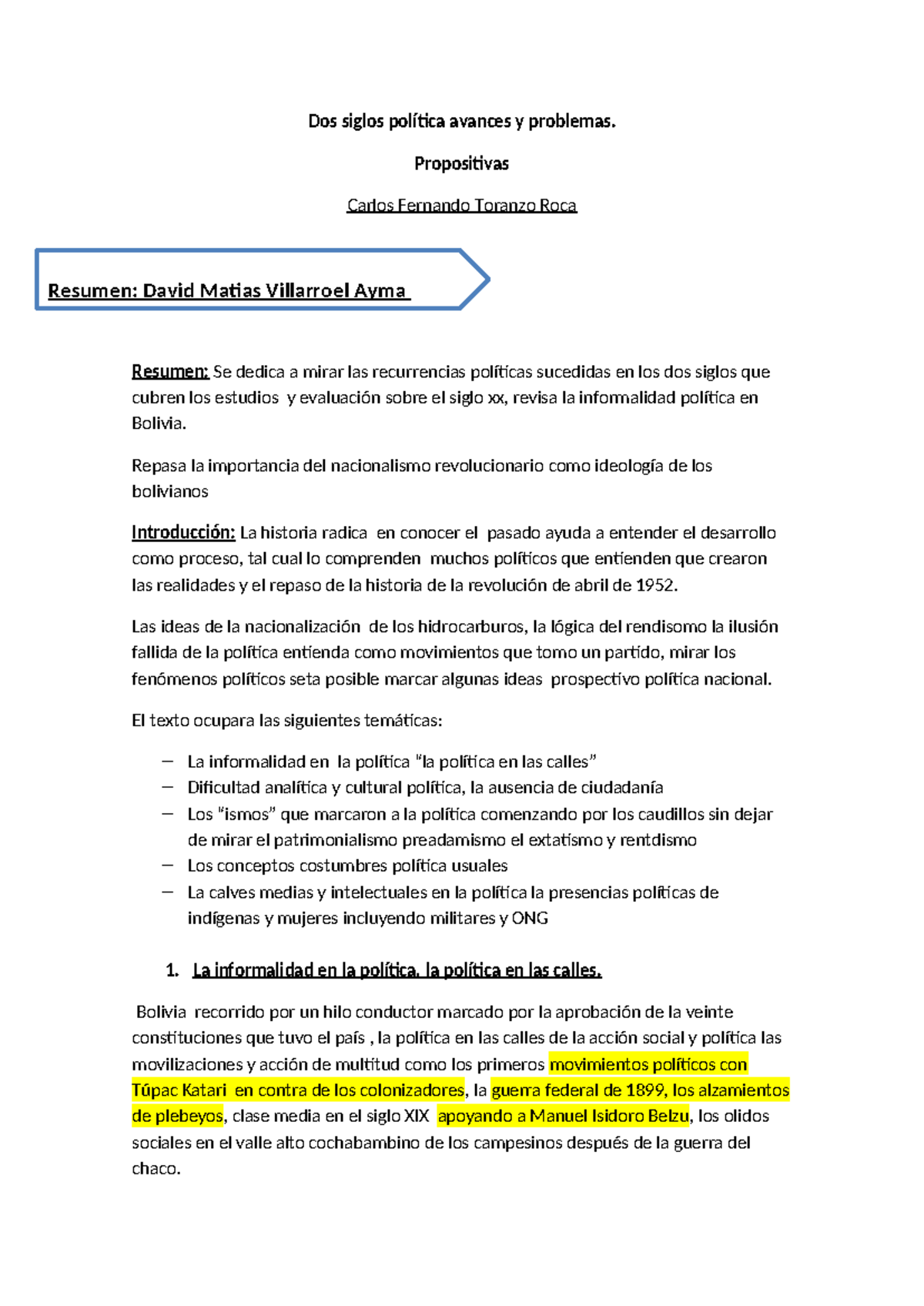 Dos siglos política avances y problemas - Propositivas Carlos Fernando ...