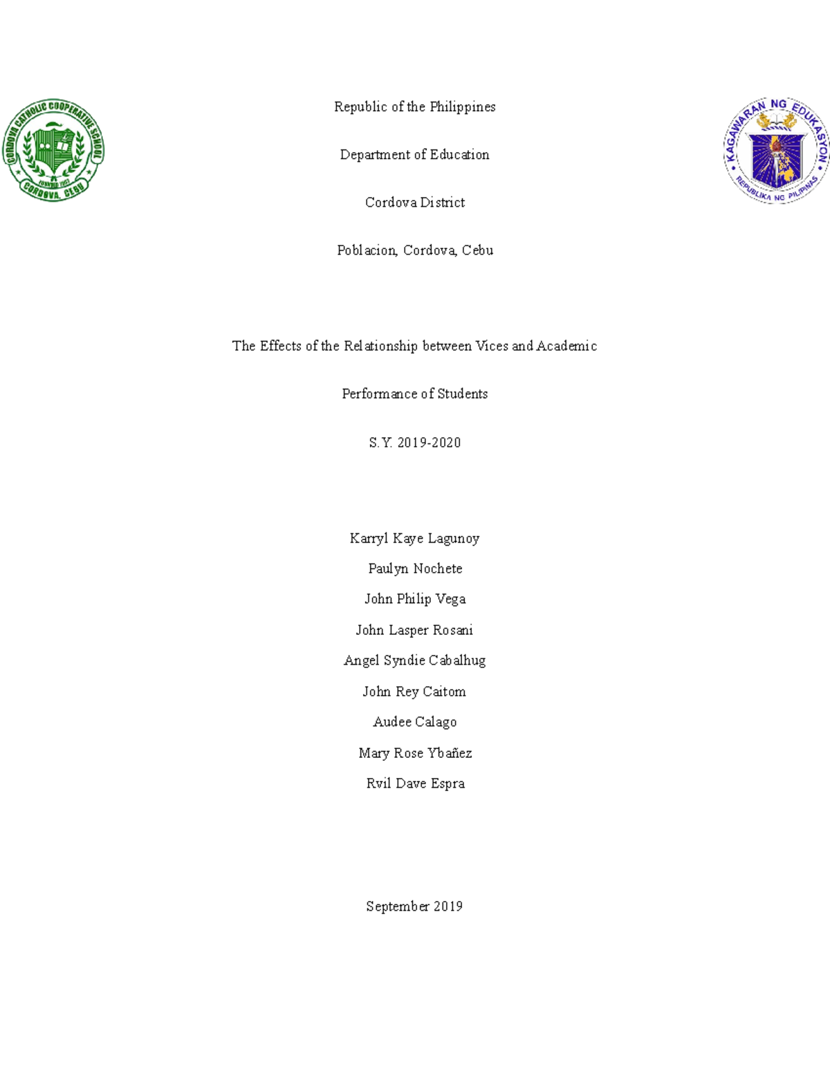 OVER ALL Finished Research - Republic of the Philippines Department of ...