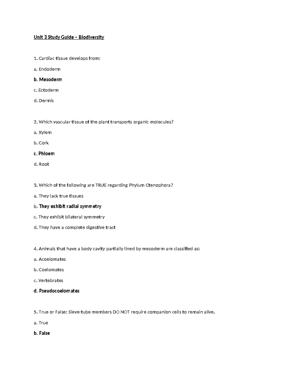 LL - Unit 3 Exam Review Study Guide - Unit 3 Study Guide – Biodiversity ...