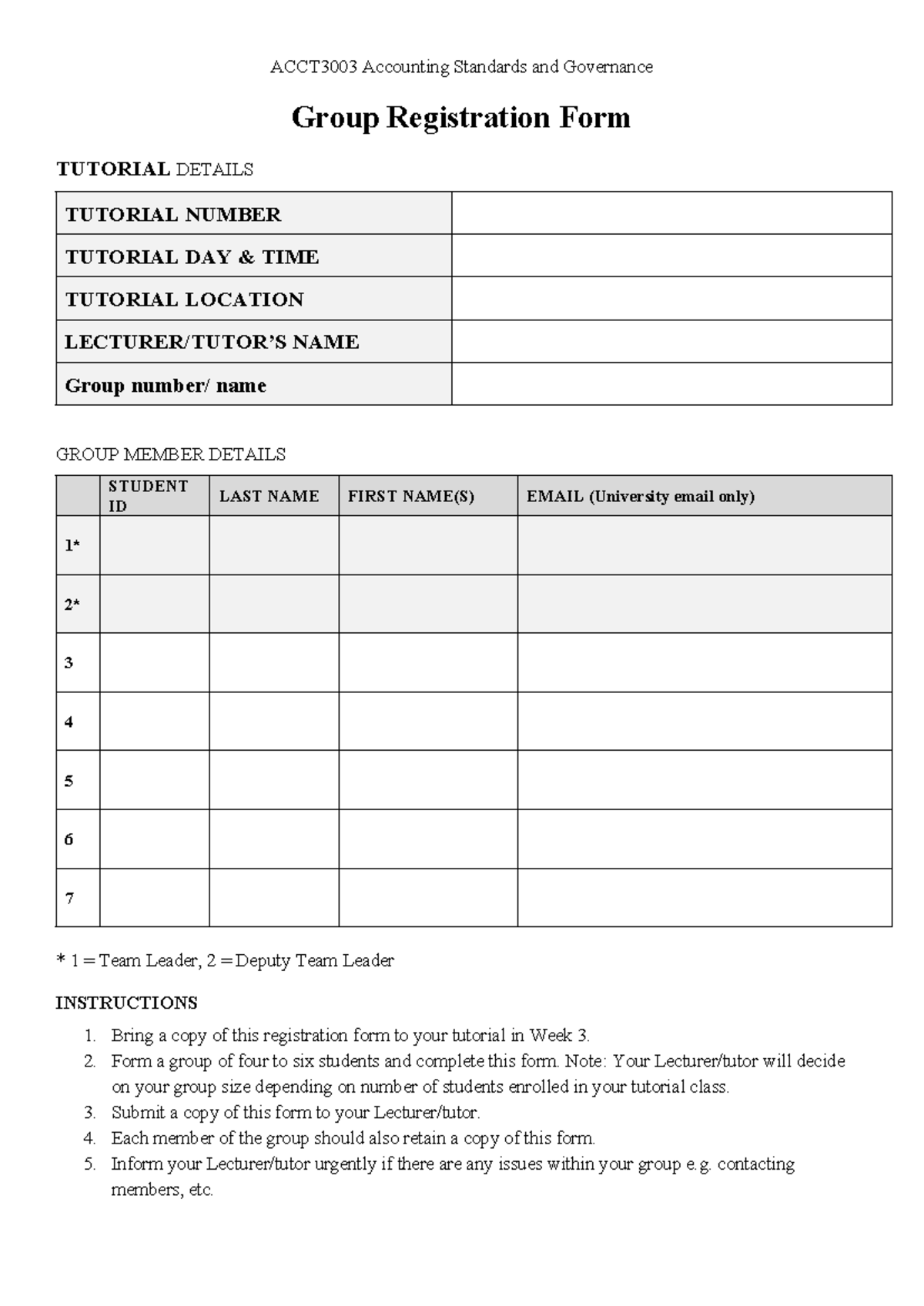 ACCT3003 Group Reg Form - ACCT3003 Accounting Standards and Governance ...