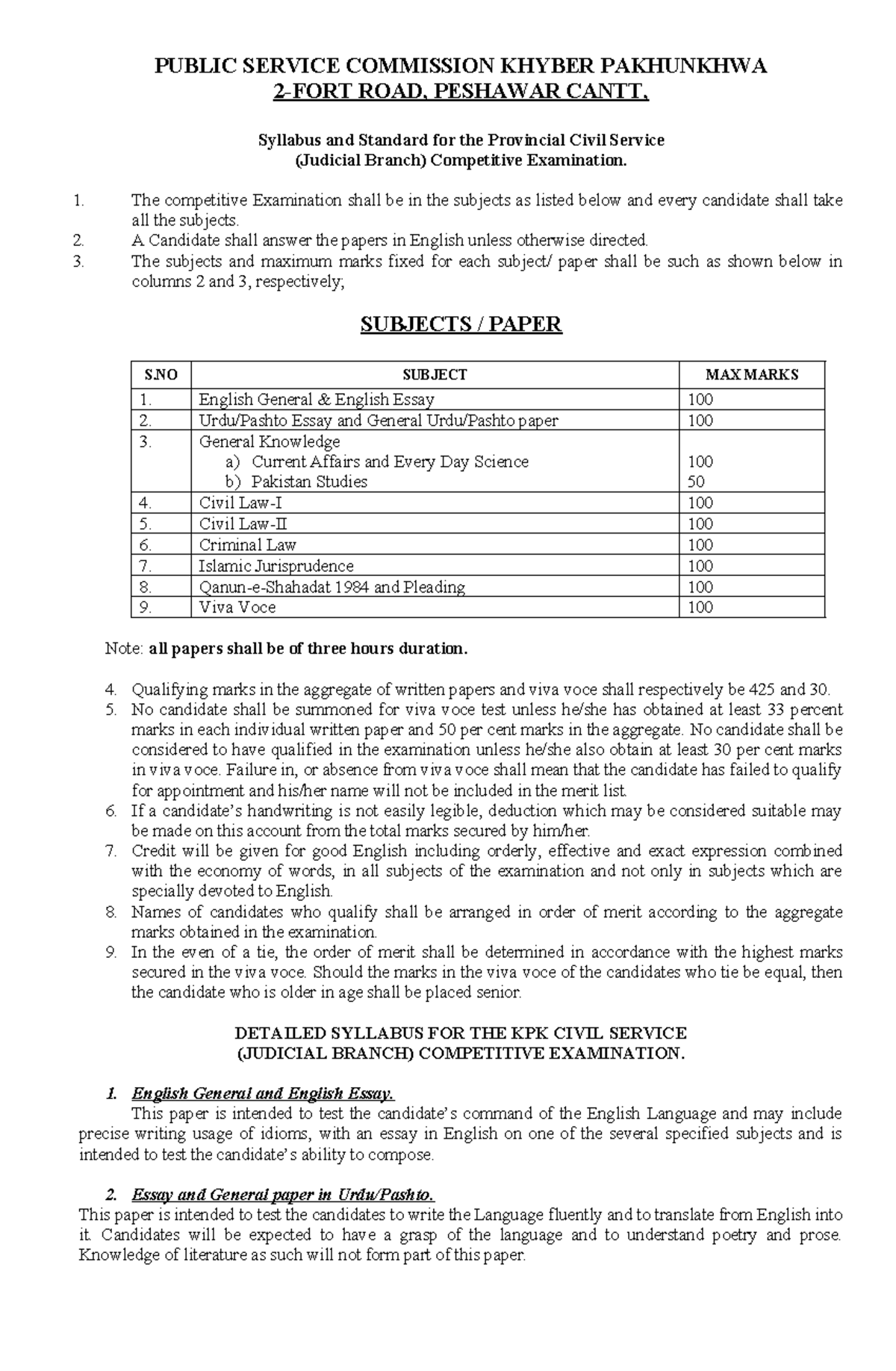 Syllabus and Standard for the Provincial Civil Service (Judicial Branch ...