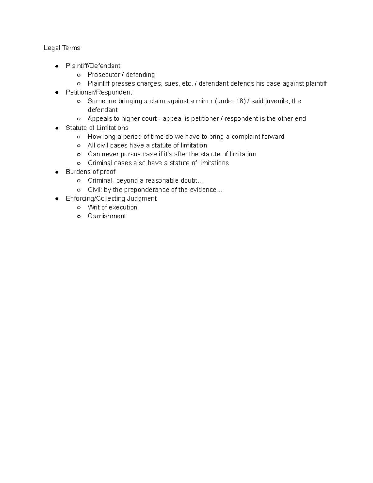 LGS - Legal Terms - Legal Terms Plaintiff/Defendant Prosecutor ...