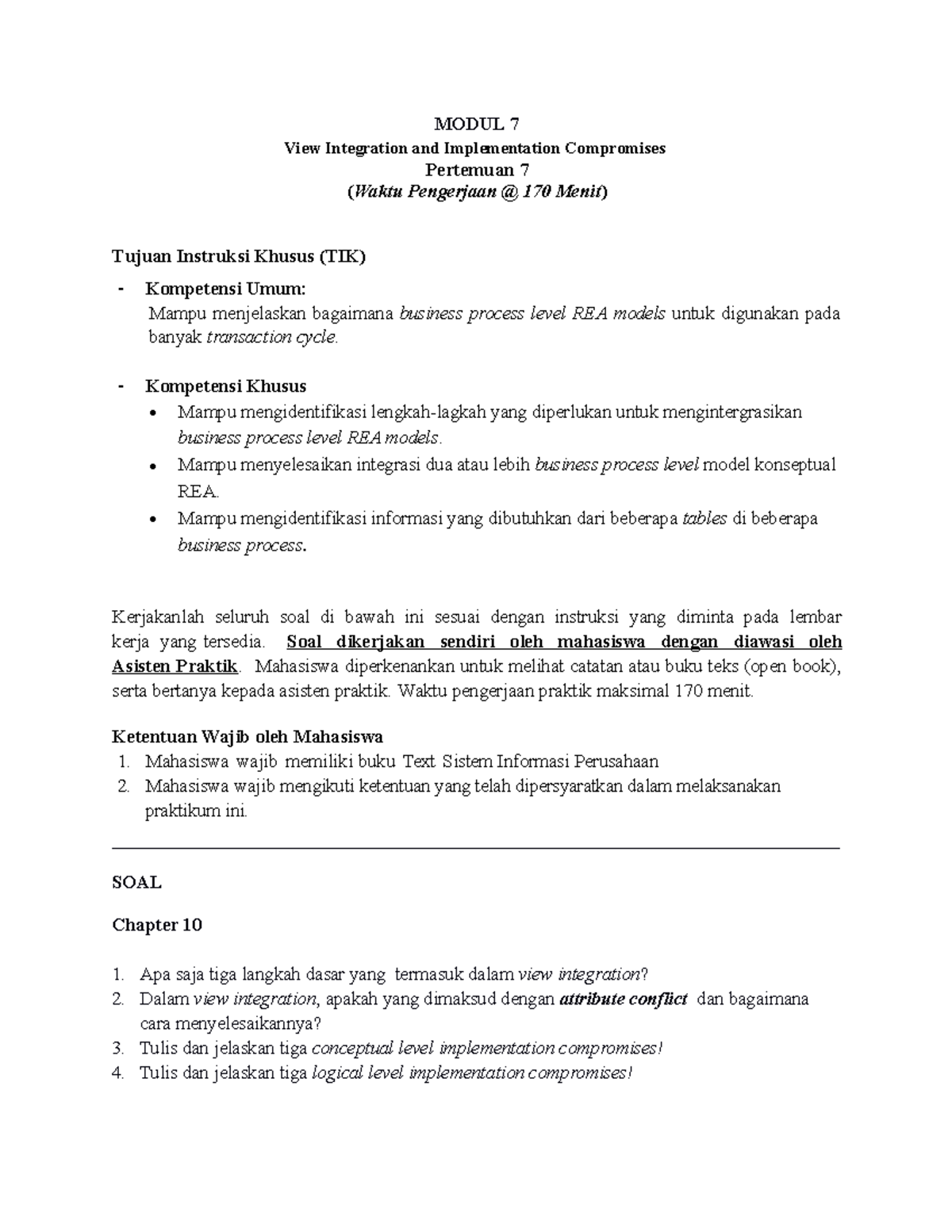 Modul Laboratorium SIP 7 - MODUL 7 View Integration and Implementation Compromises Pertemuan 7 ...