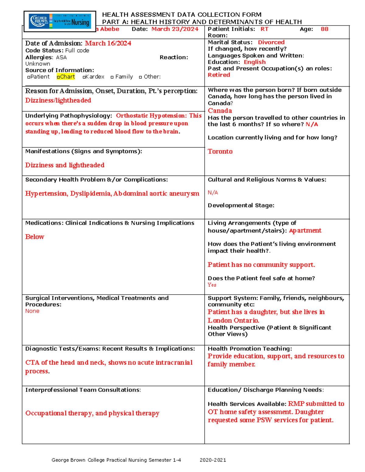 2 health assessment data collection - HEALTH ASSESSMENT DATA COLLECTION ...
