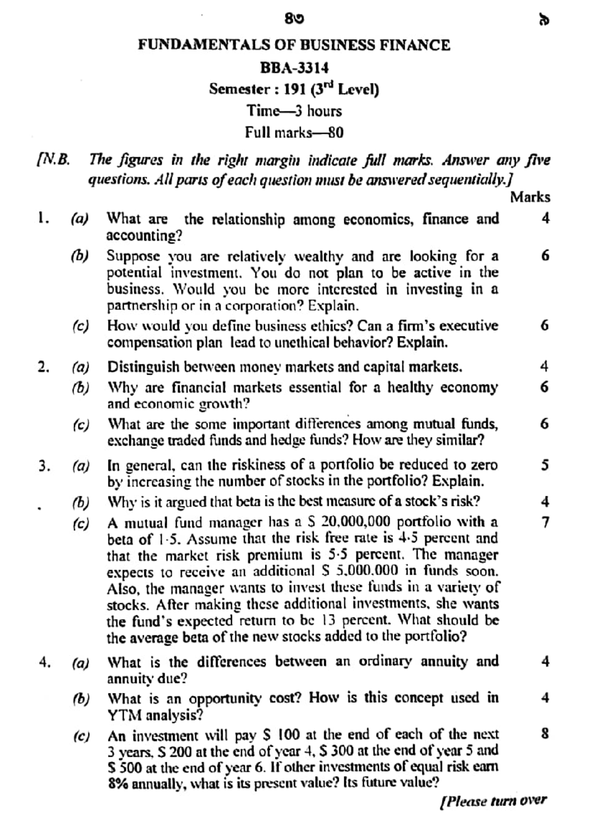 Question 3-5 (191-141) - BBA Fundamentals of Busimess Finance - Studocu