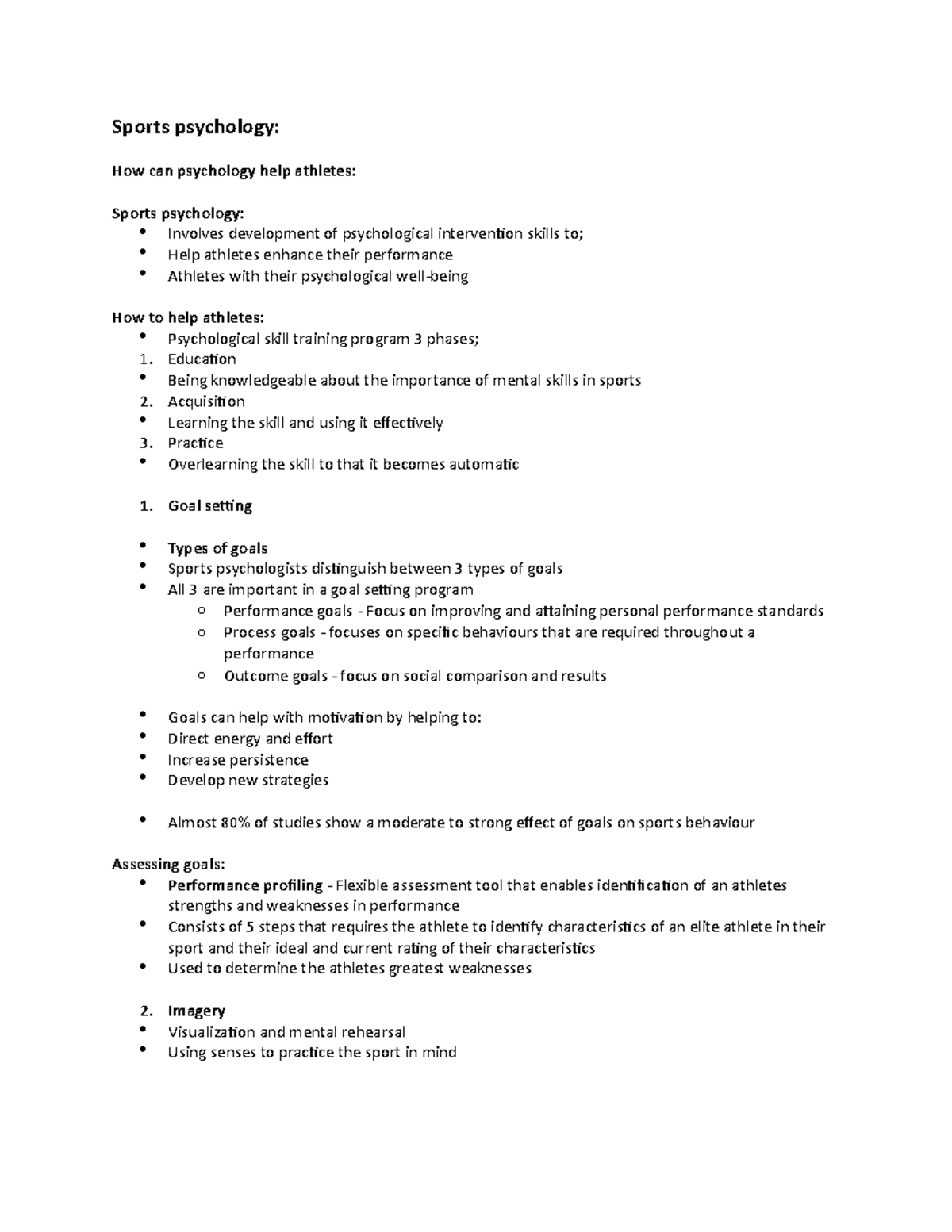 Psych 2990A - Sports psychology - Sports psychology: How can psychology ...