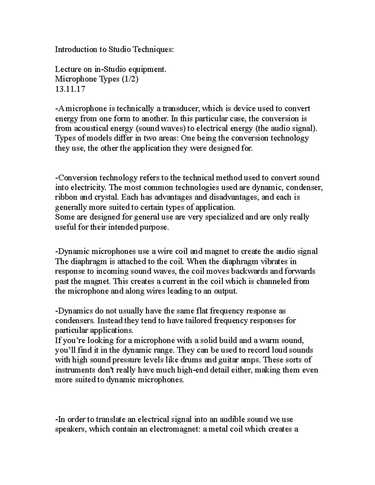 Studio Techniques: Microphones: Types & Uses (1/2) - Introduction to ...