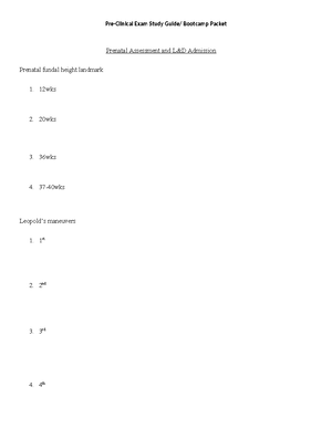 Bootcamp Packet Sheets - nur 601 - Studocu