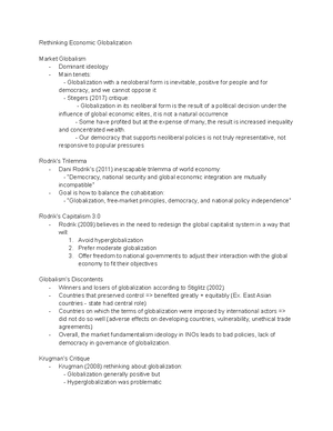MID TERM Study Guide - Module 1 GLOBALIZATION - Process of increasing interactions, - Studocu