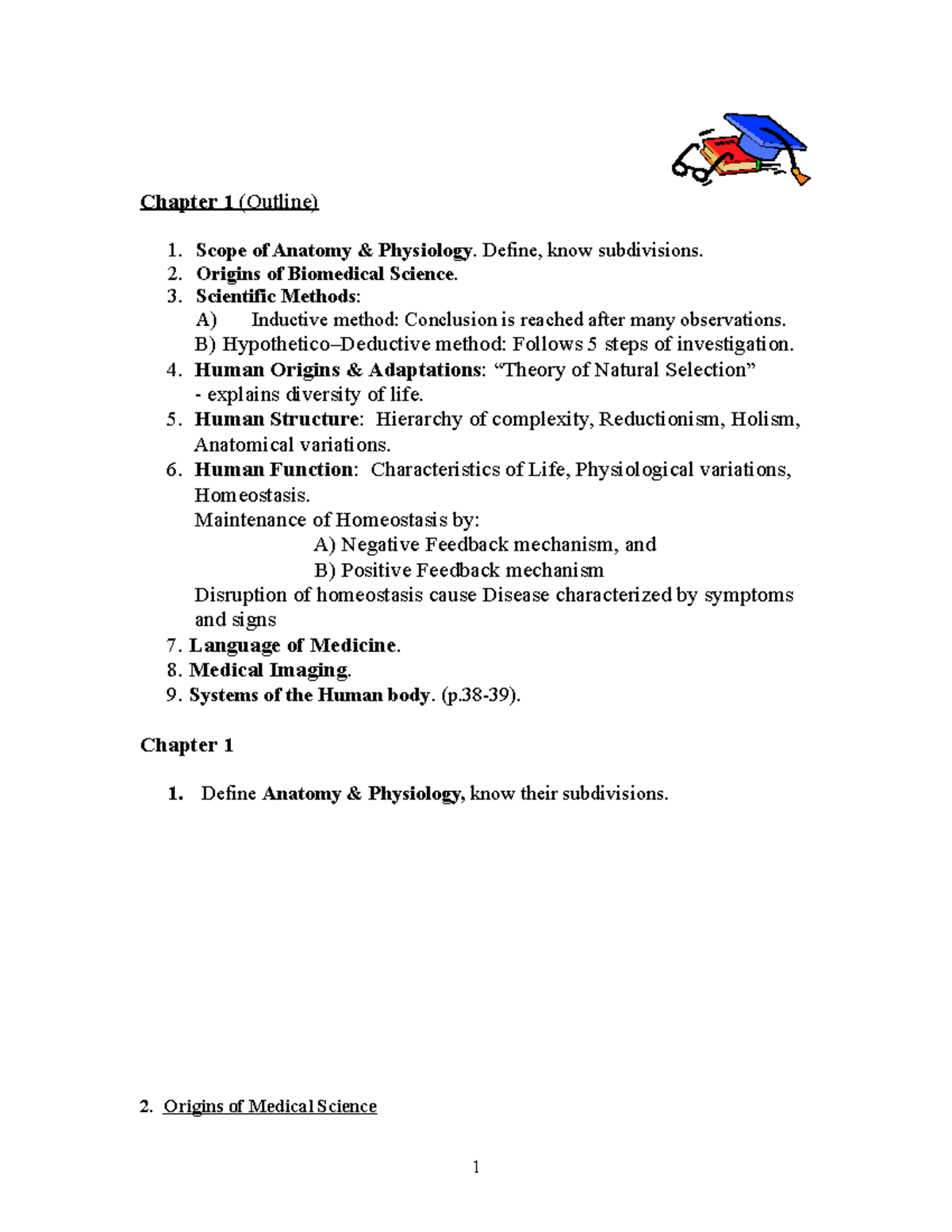 Ch 1 Hand out - REALLY GOOD NOTES - Chapter 1 (Outline) 1. Scope of ...