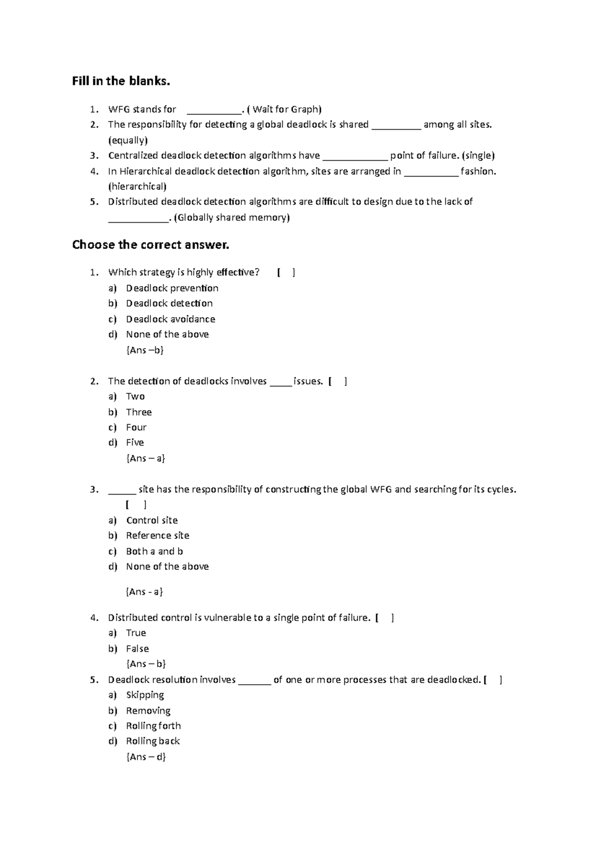 Aos questions prepared - Fill in the blanks. WFG stands for ...