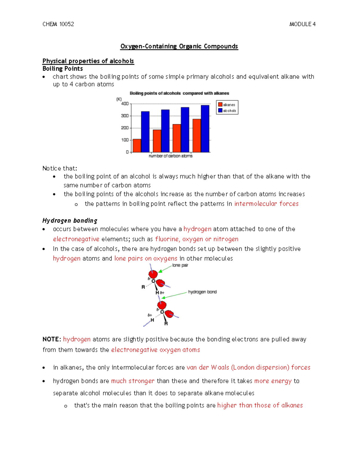 Module 4 Notes Part 1 completed - CHEM 10052 MODULE 4 Oxygen-Containing ...