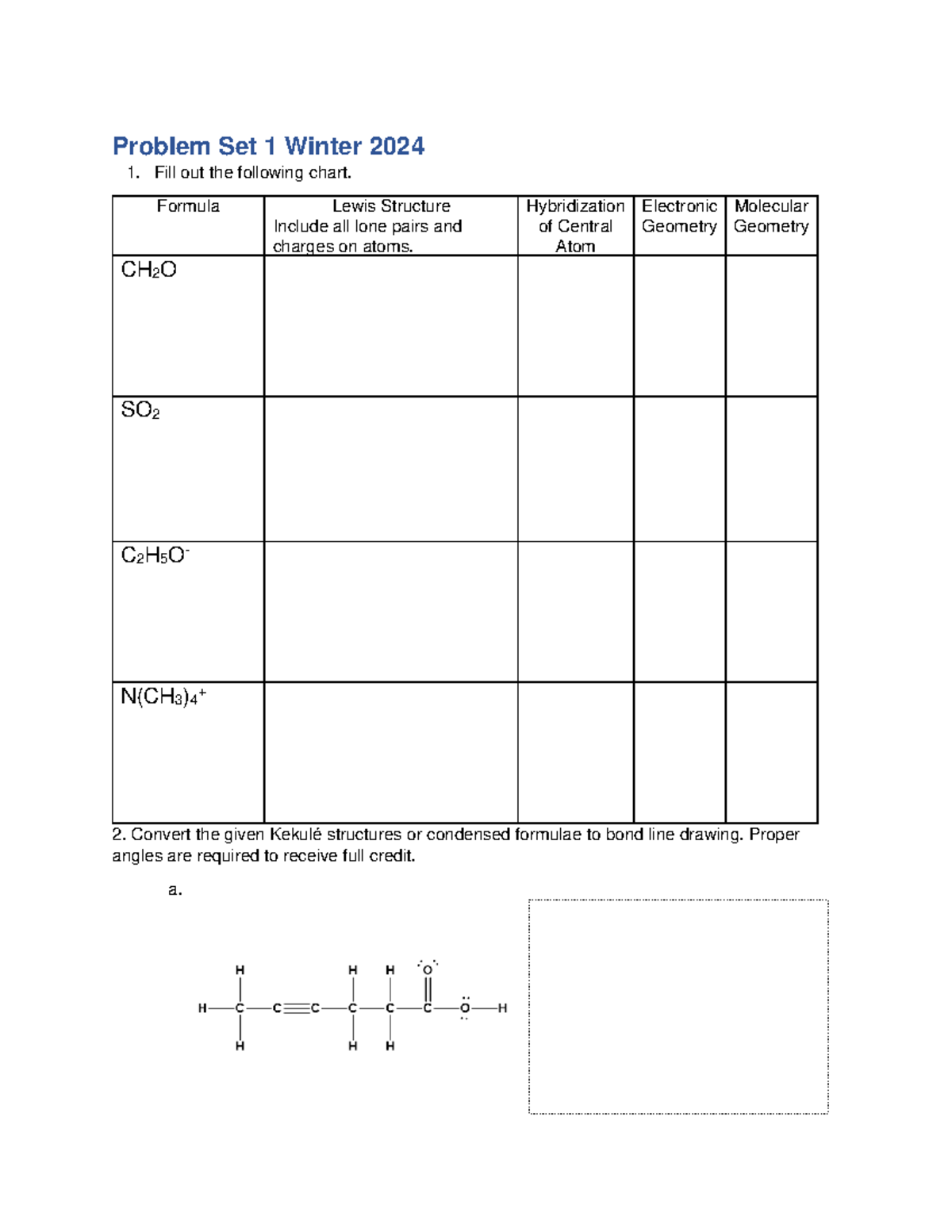 Discussion Week1 - practice bond line - Problem Set 1 Winter 2024 1 ...