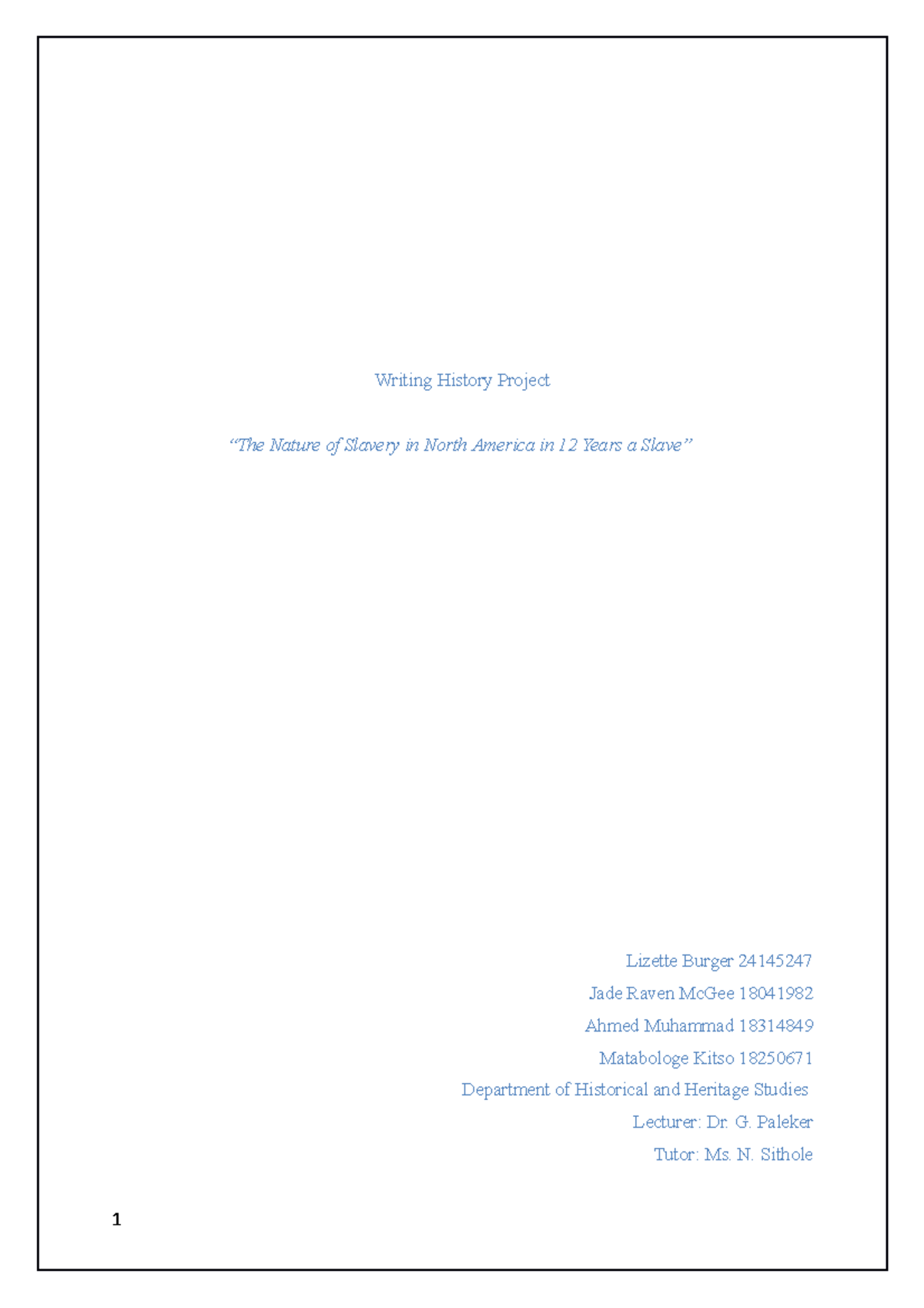 Writing History Poject Edited.docx Compililation - Writing History ...