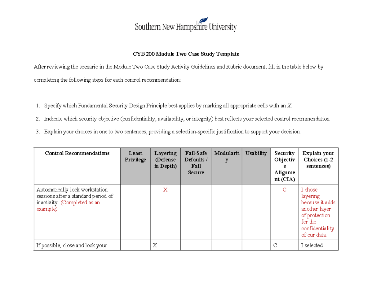 CYB 200 2-3 - Module Two - CYB 200 Module Two Case Study Template After ...