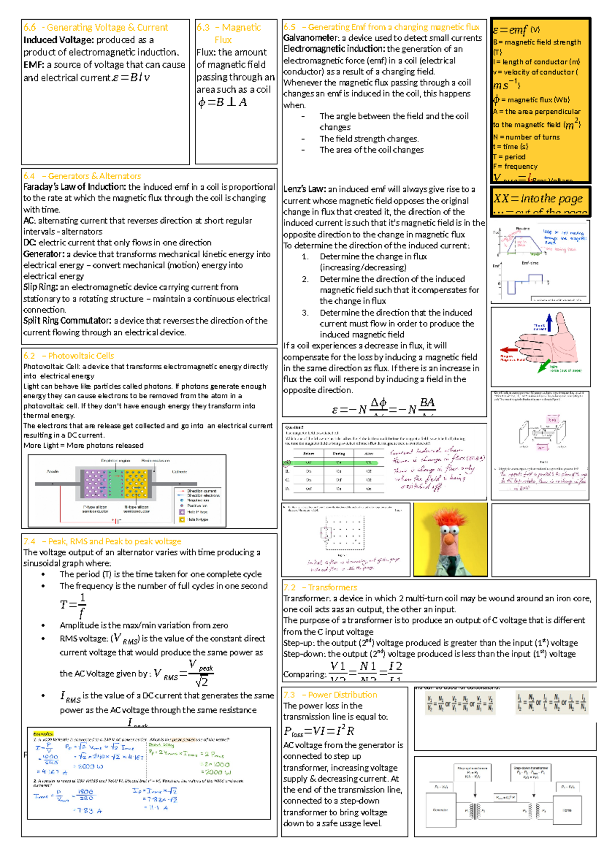 Cheat Sheet AOS 2 Unit 3 - AOS 2 Unit 3 - 6 - Generating Voltage ...