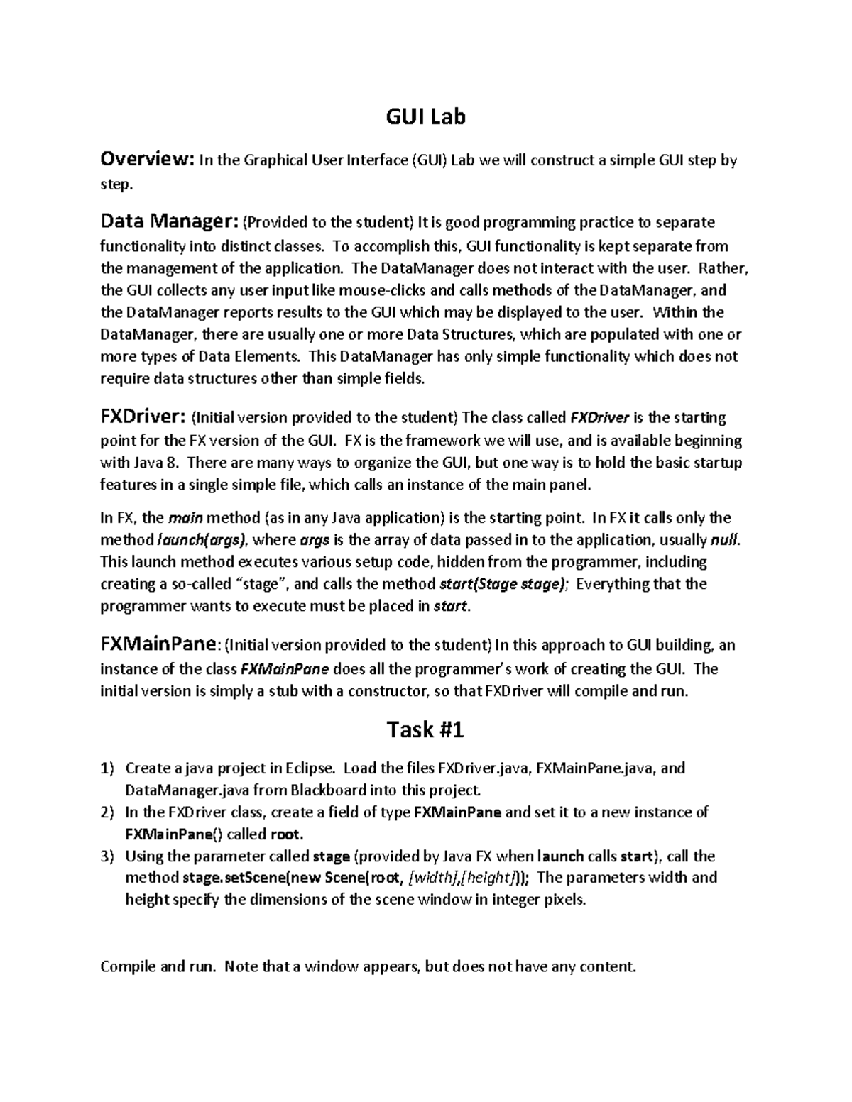GUI Lab - GUI Lab - GUI Lab Overview: In the Graphical User Interface ...