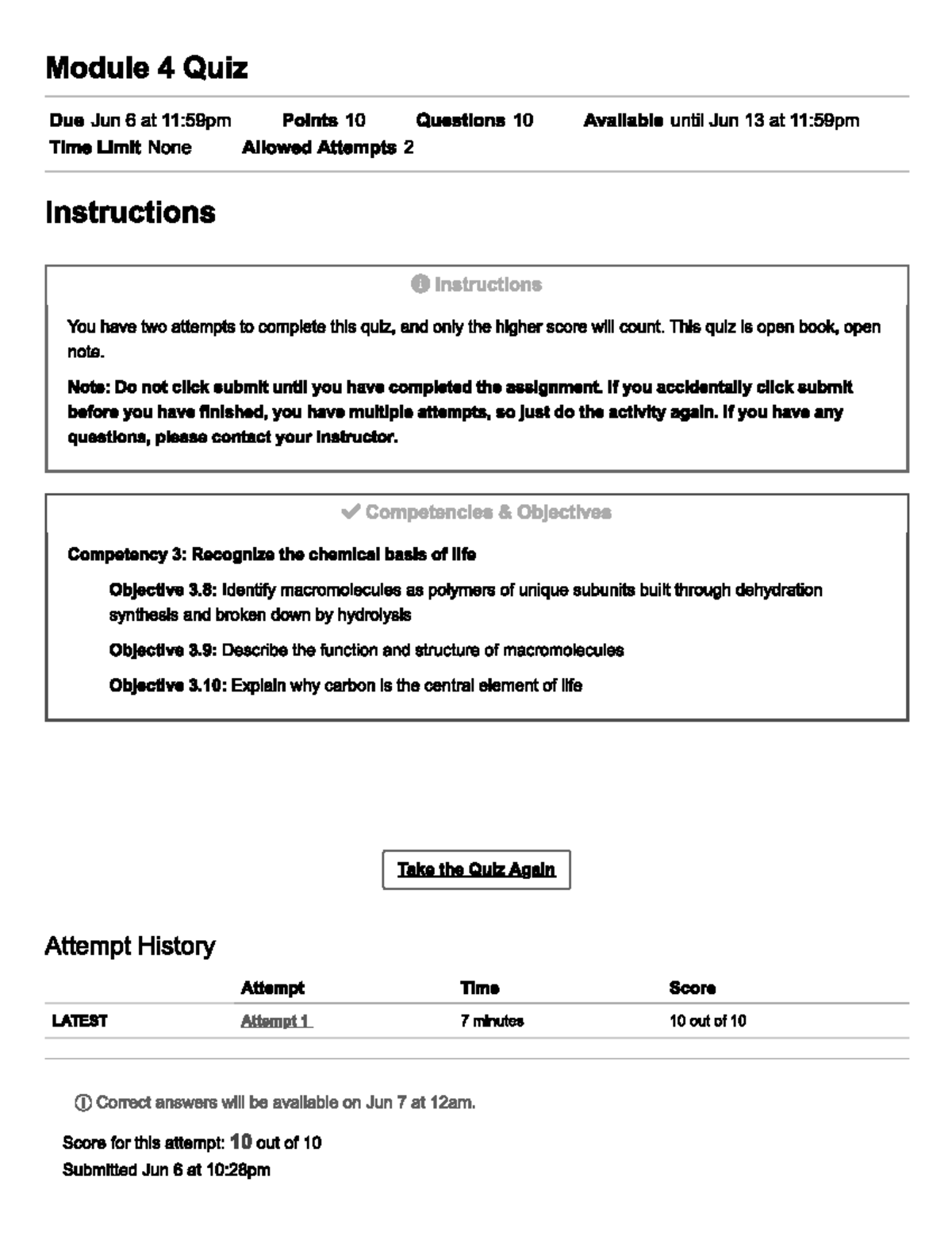Biol 1010 module 4 quiz - BIOL 1010 - Studocu