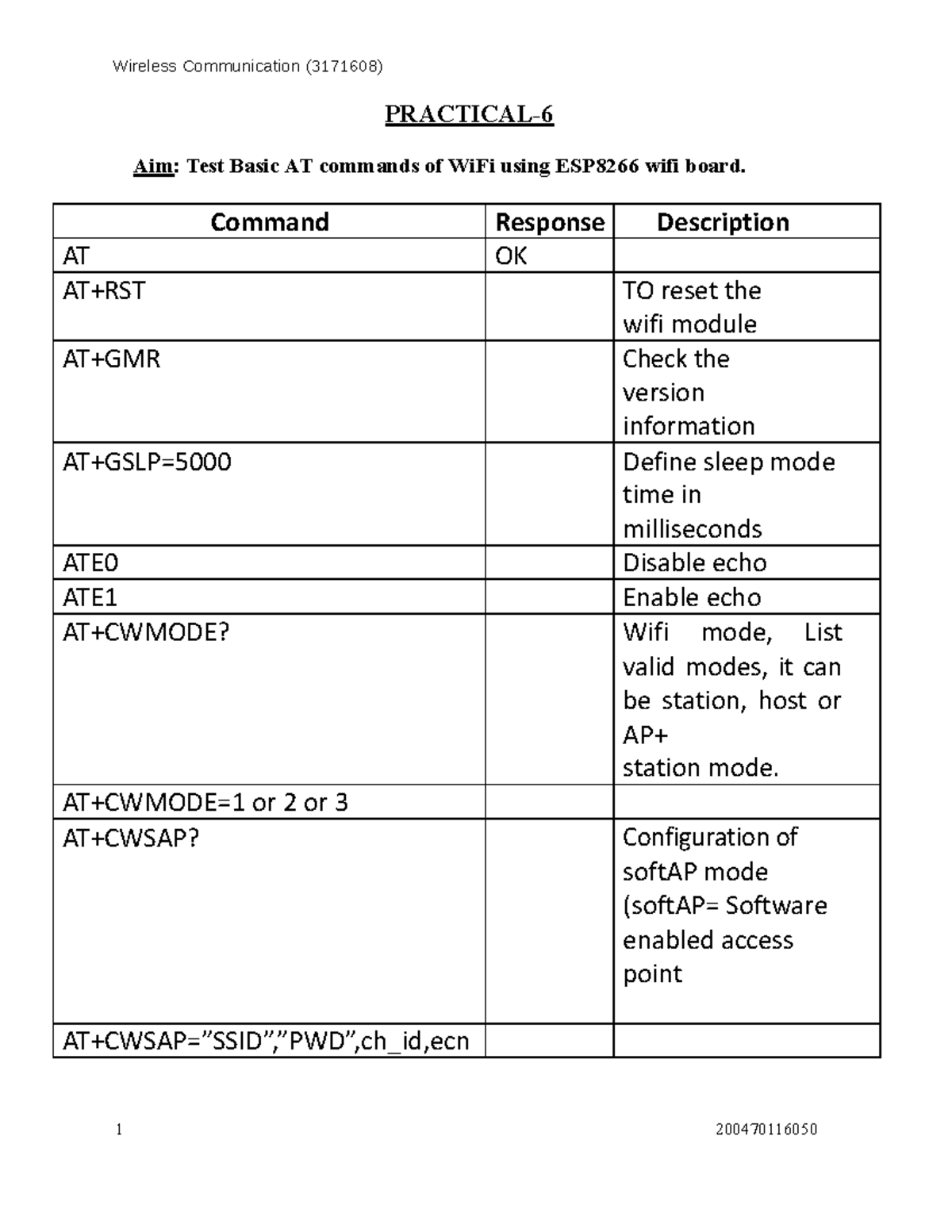Practical 6-10 - Wireless Communication (3171608) PRACTICAL- Aim: Test ...