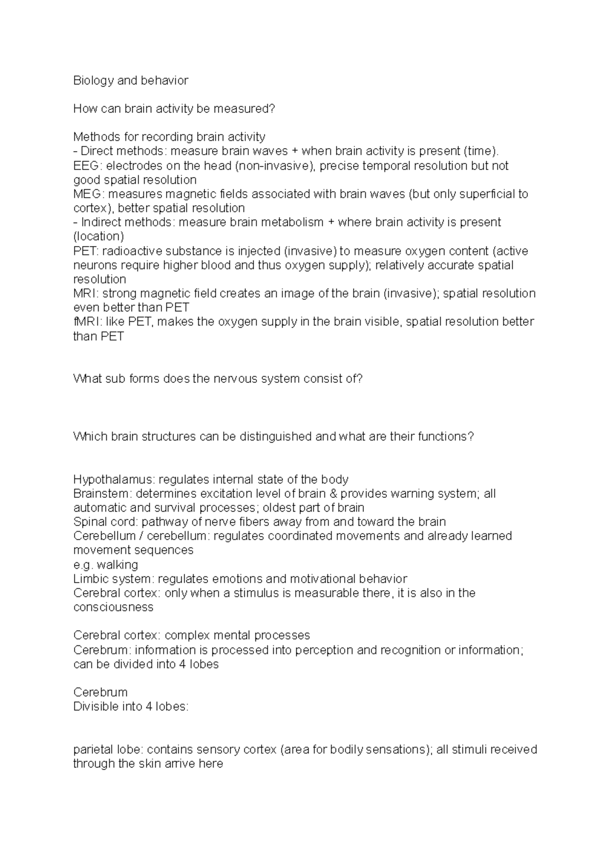 Biology and behavior - Introduction To Psychology - Biology and behavior How can brain activity ...