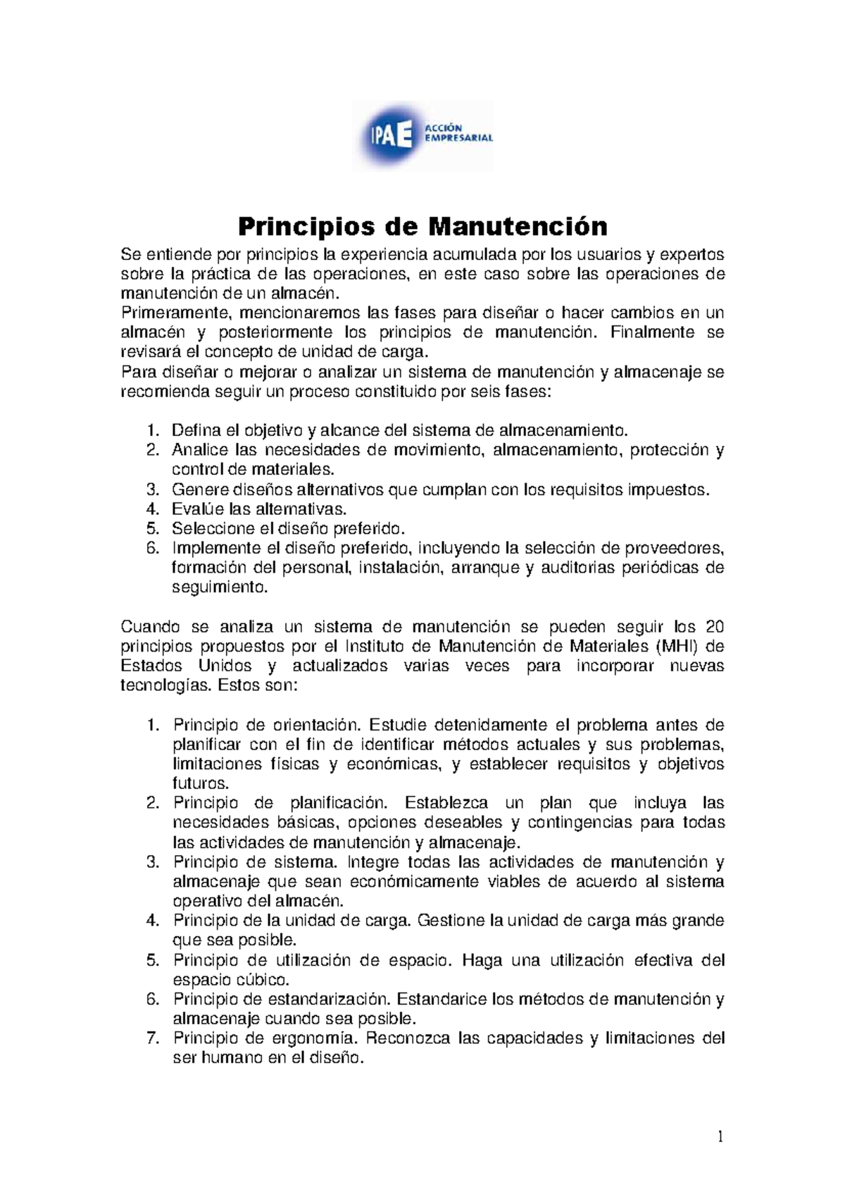 L3 Principios de Manutencion - Se entiende por principios la - Studocu