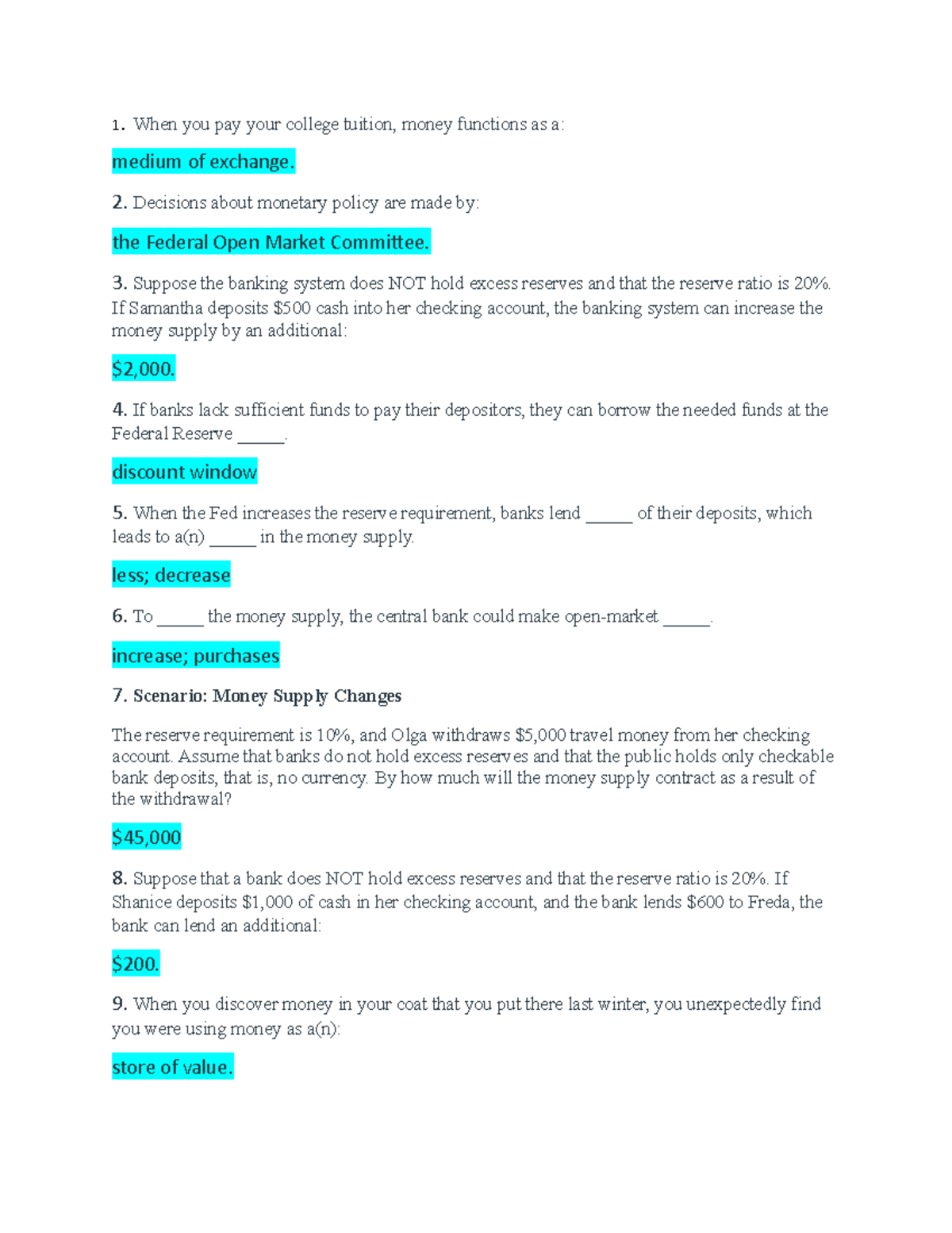 Econ202 Chapter 29 - Exam Prep - 1. When you pay your college tuition ...