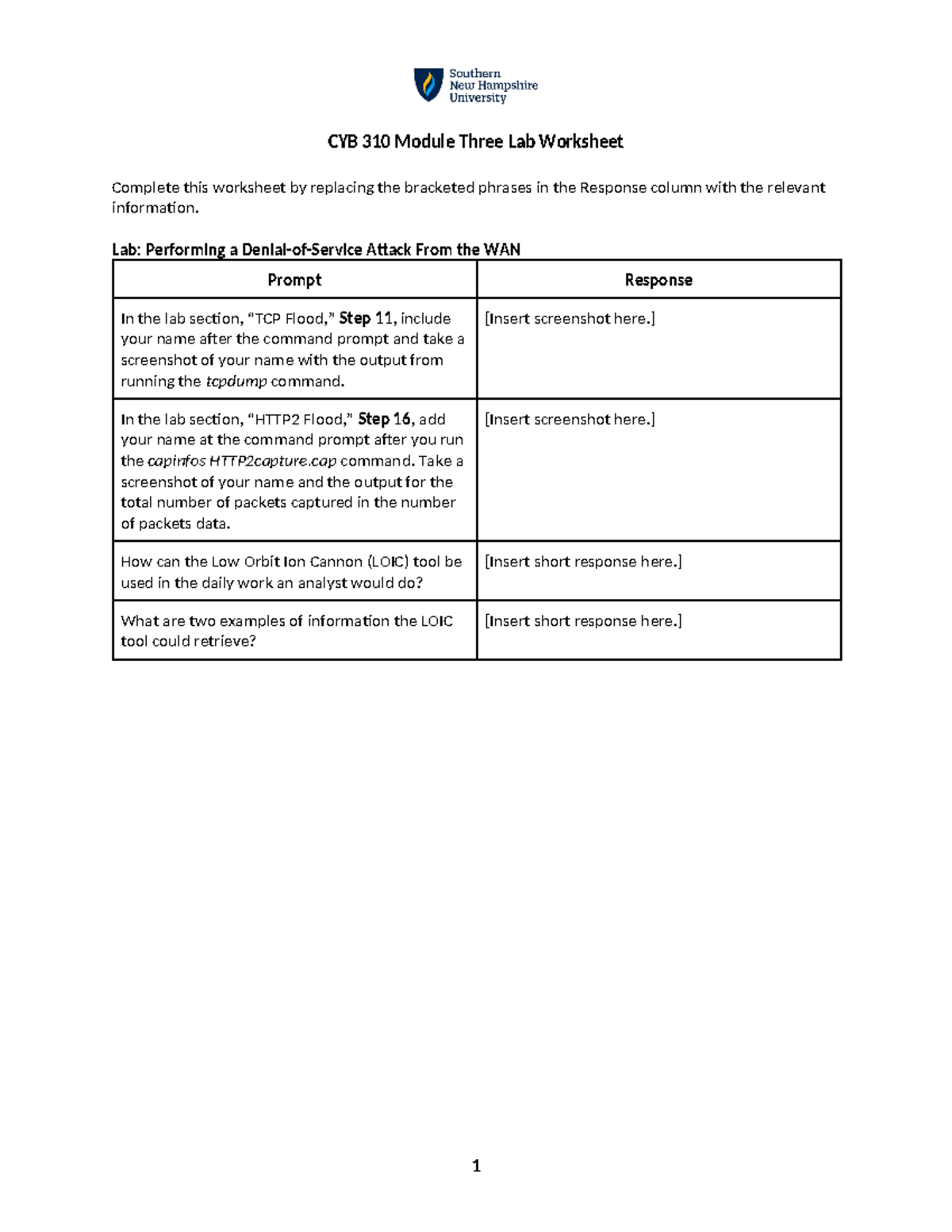 CYB 310 Module Three Lab Worksheet - CYB 310 Module Three Lab Worksheet ...