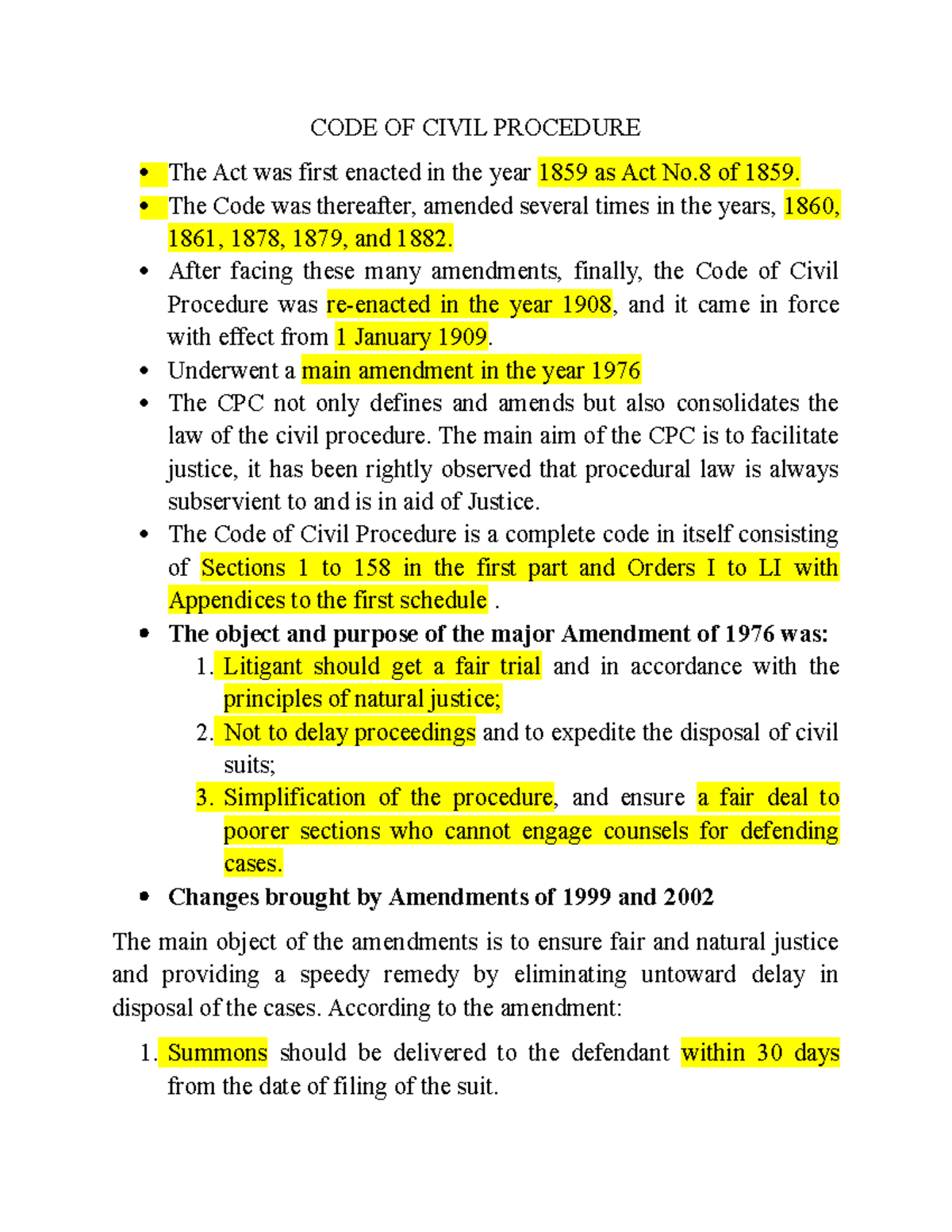 Cpc intro - CODE OF CIVIL PROCEDURE The Act was first enacted in the ...